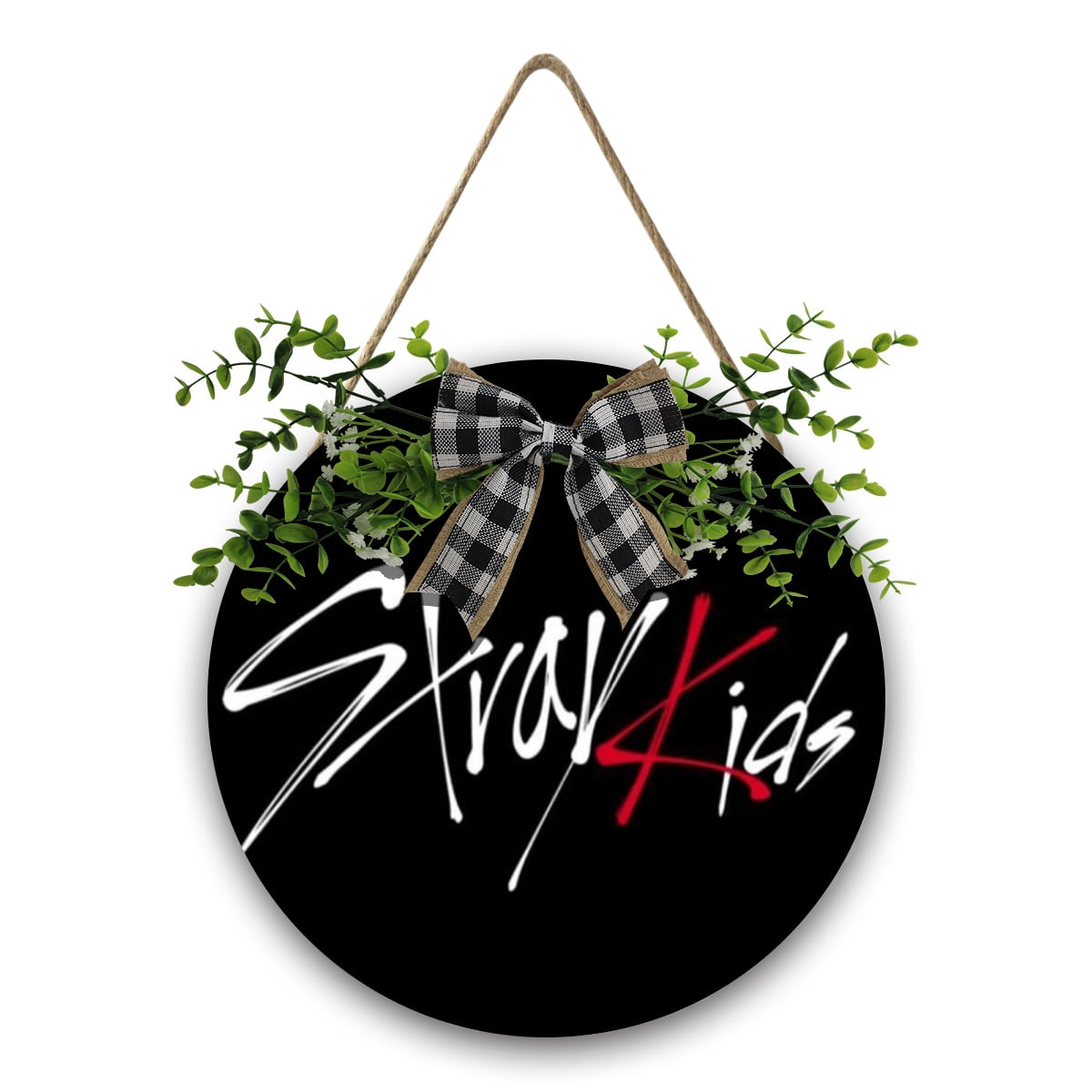Stray Kids Round wooden hanging board with decorative flowers and ...