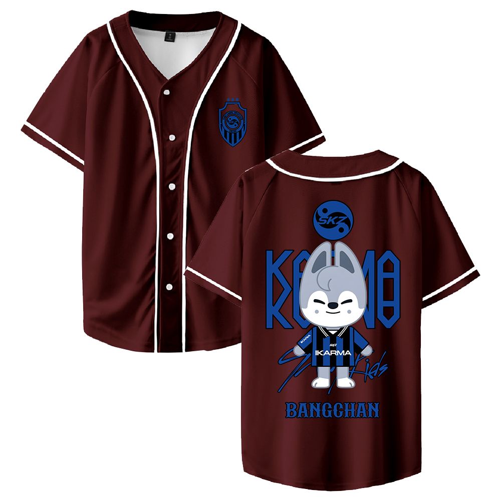 Stray Kids SKZ Karma Bang Chan Merch Baseball Jersey Short Sleeve ...