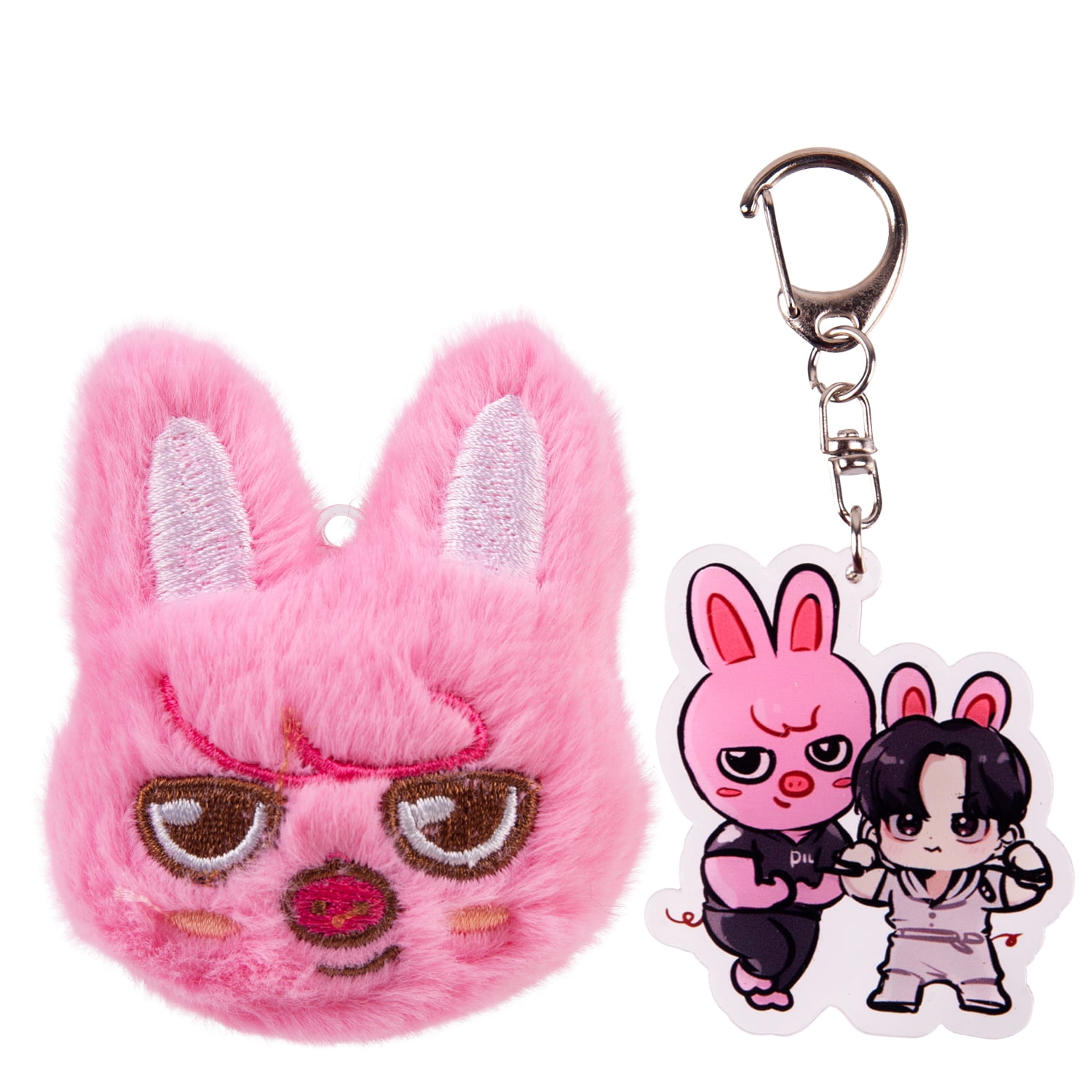Stray Kids SKZOO 2-Piece Keychain Set: Plush Head Beaded Chain & Hug ...