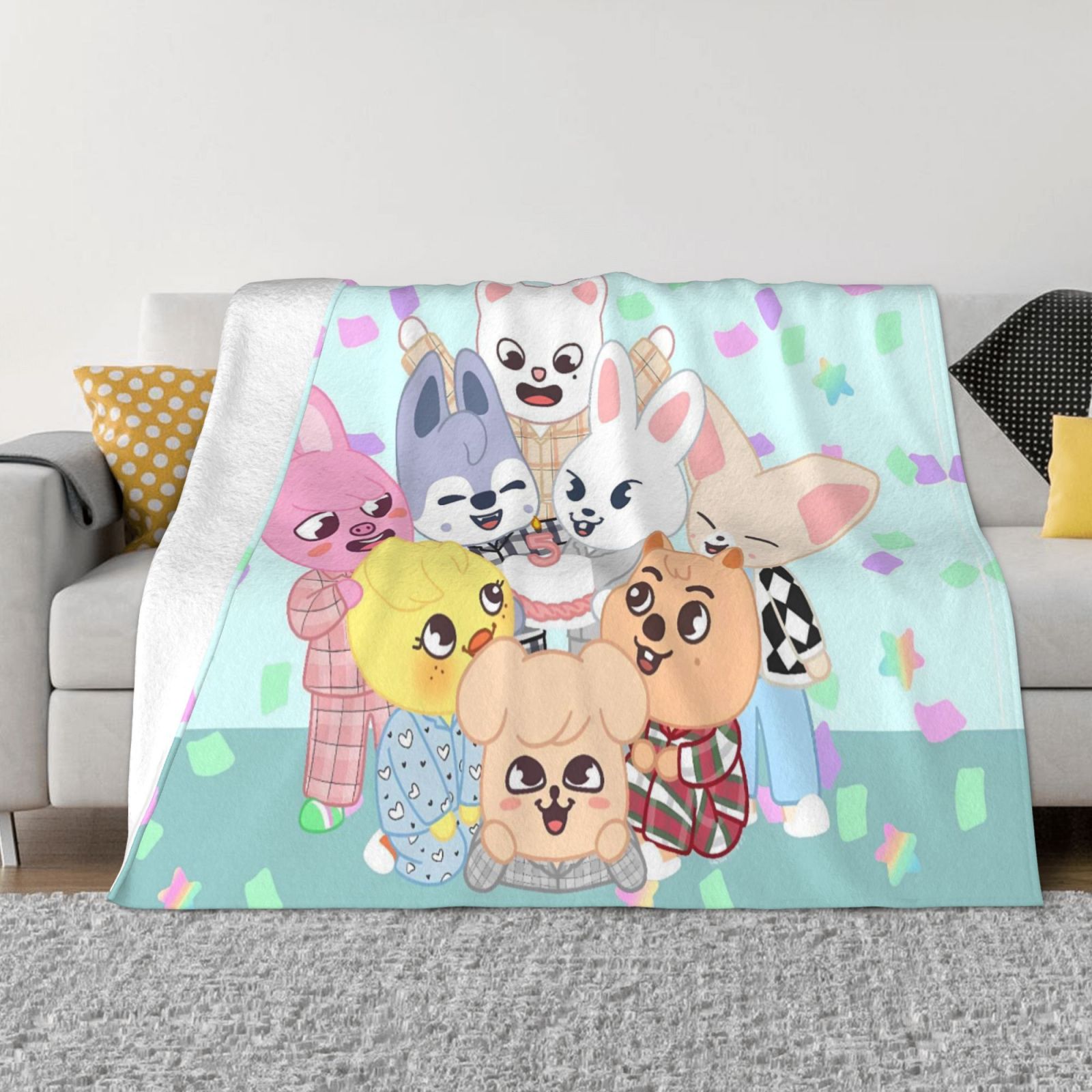 Stray Kids SKZOO Throw Blanket Couch Bed Sofa Soft Lightweight Warm ...