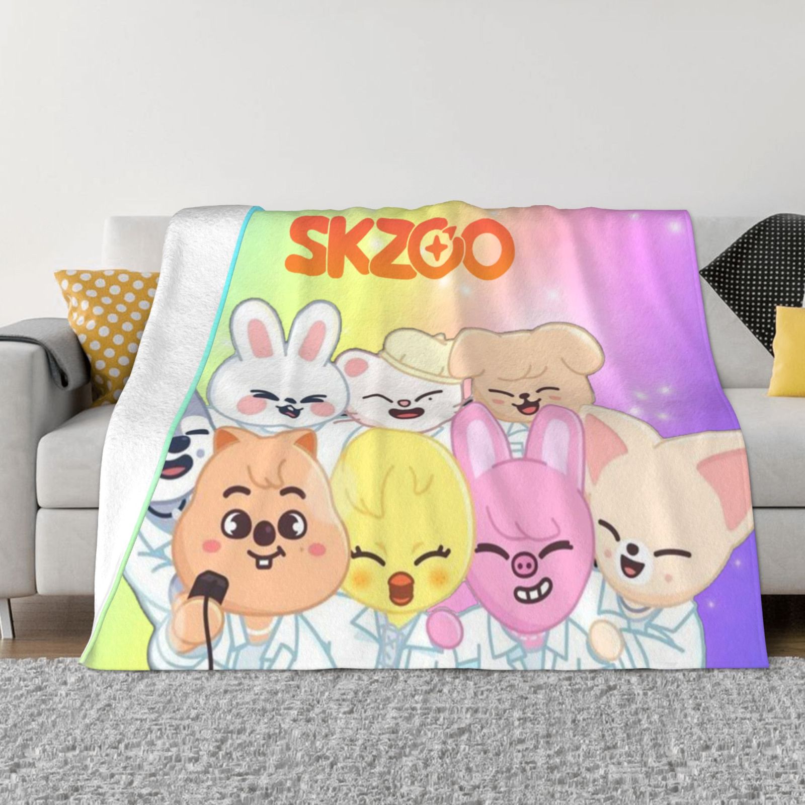 Stray Kids SKZOO Throw Blanket Couch Bed Sofa Soft Lightweight Warm ...