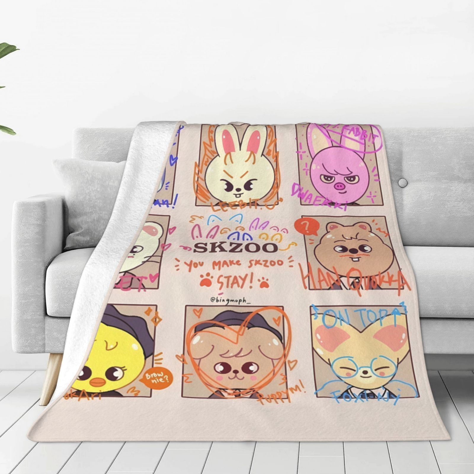 Stray Kids SKZOO Throw Blanket Couch Bed Sofa Soft Lightweight Warm ...
