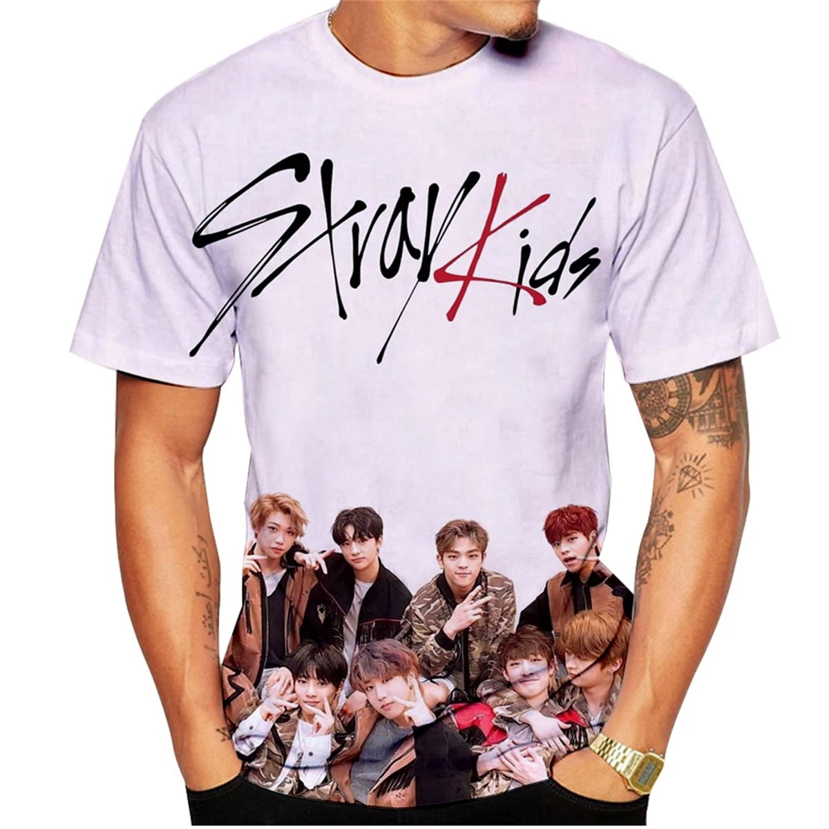 Stray Kids T-Shirts 3D Print Men Woman Fashion Short Sleeve T-Shirt Hip ...