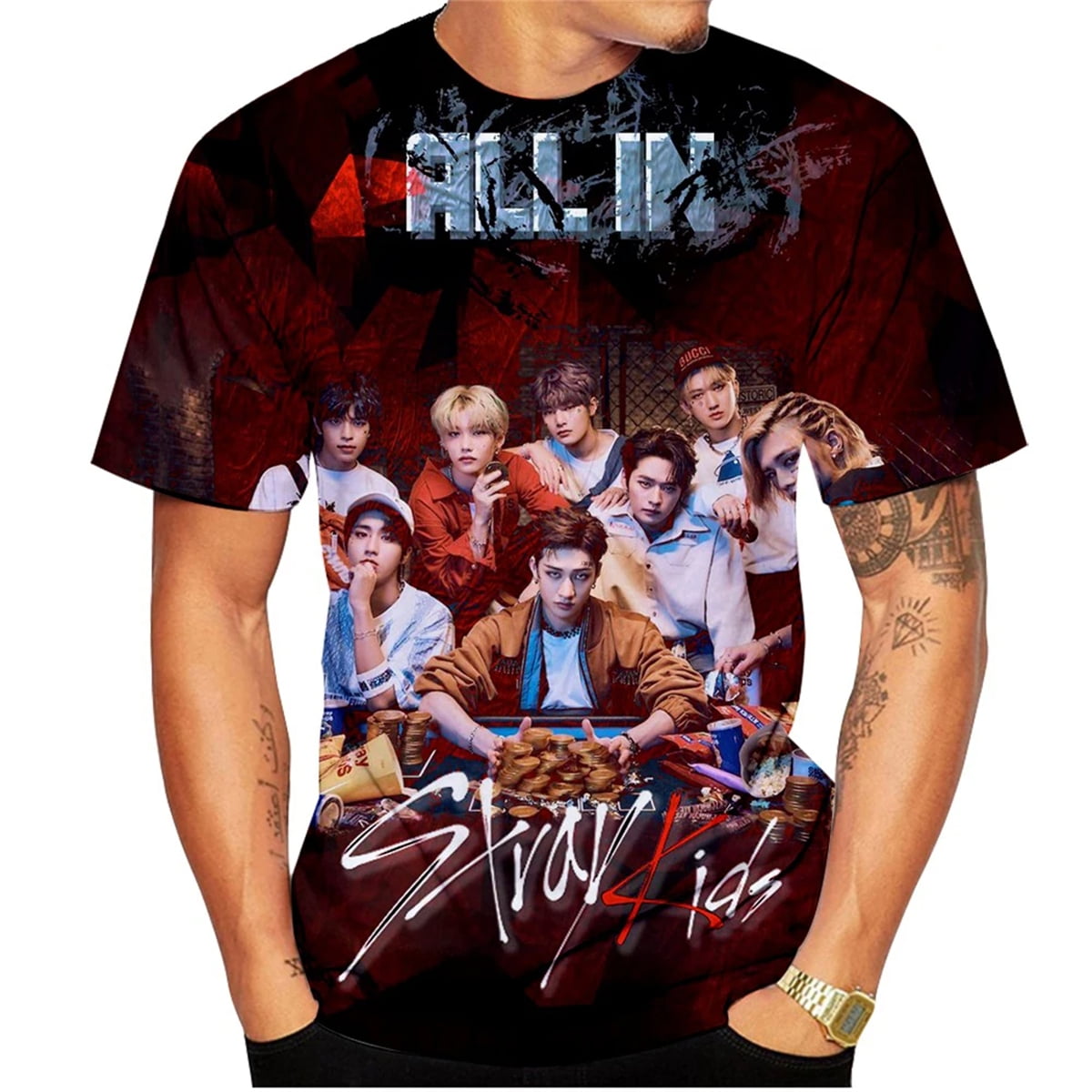 Stray Kids T-Shirts 3D Print Men Woman Fashion Short Sleeve T-Shirt Hip ...