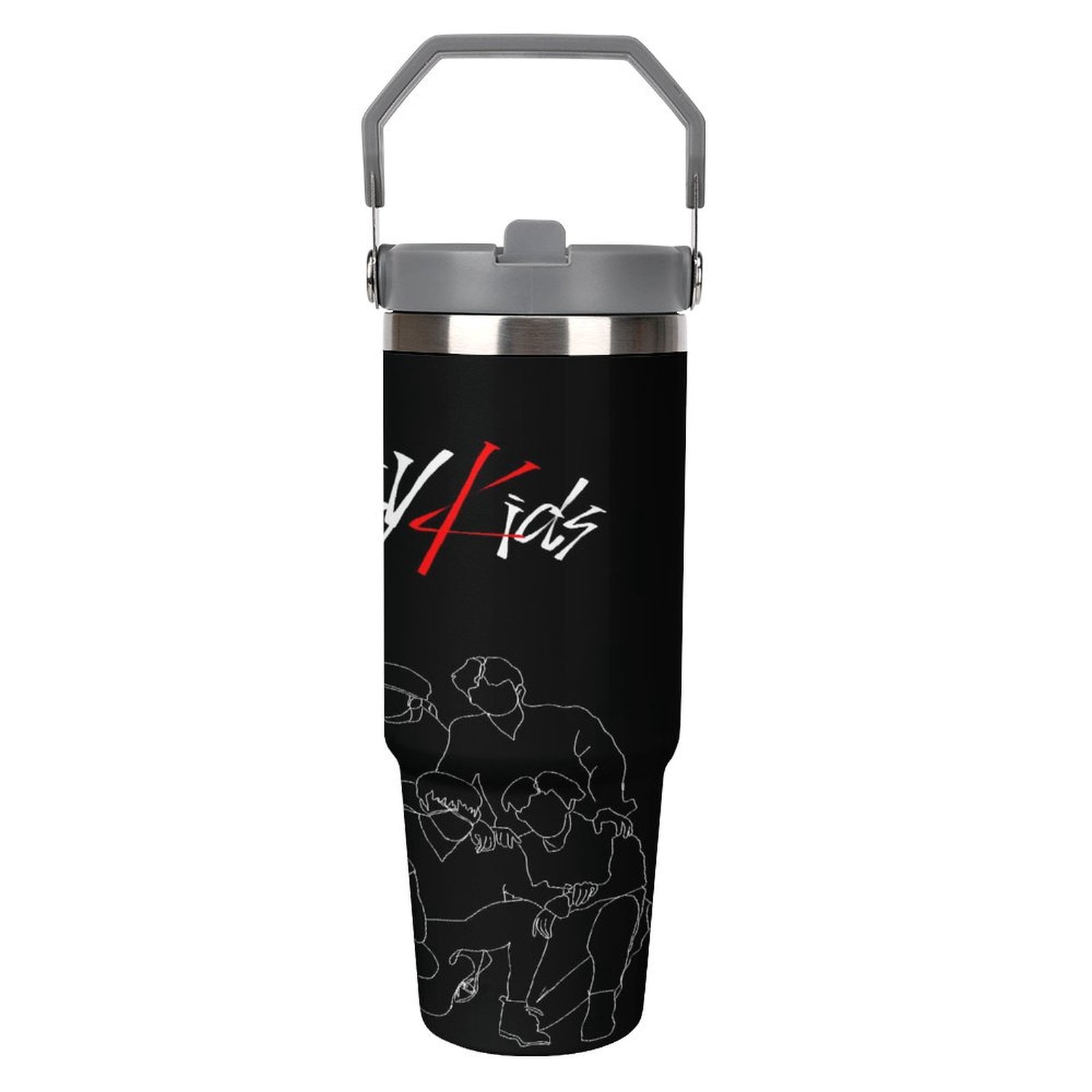Stray Kids Tumbler with Lid Straw Top Handle 30oz Leakproof Vacuum ...