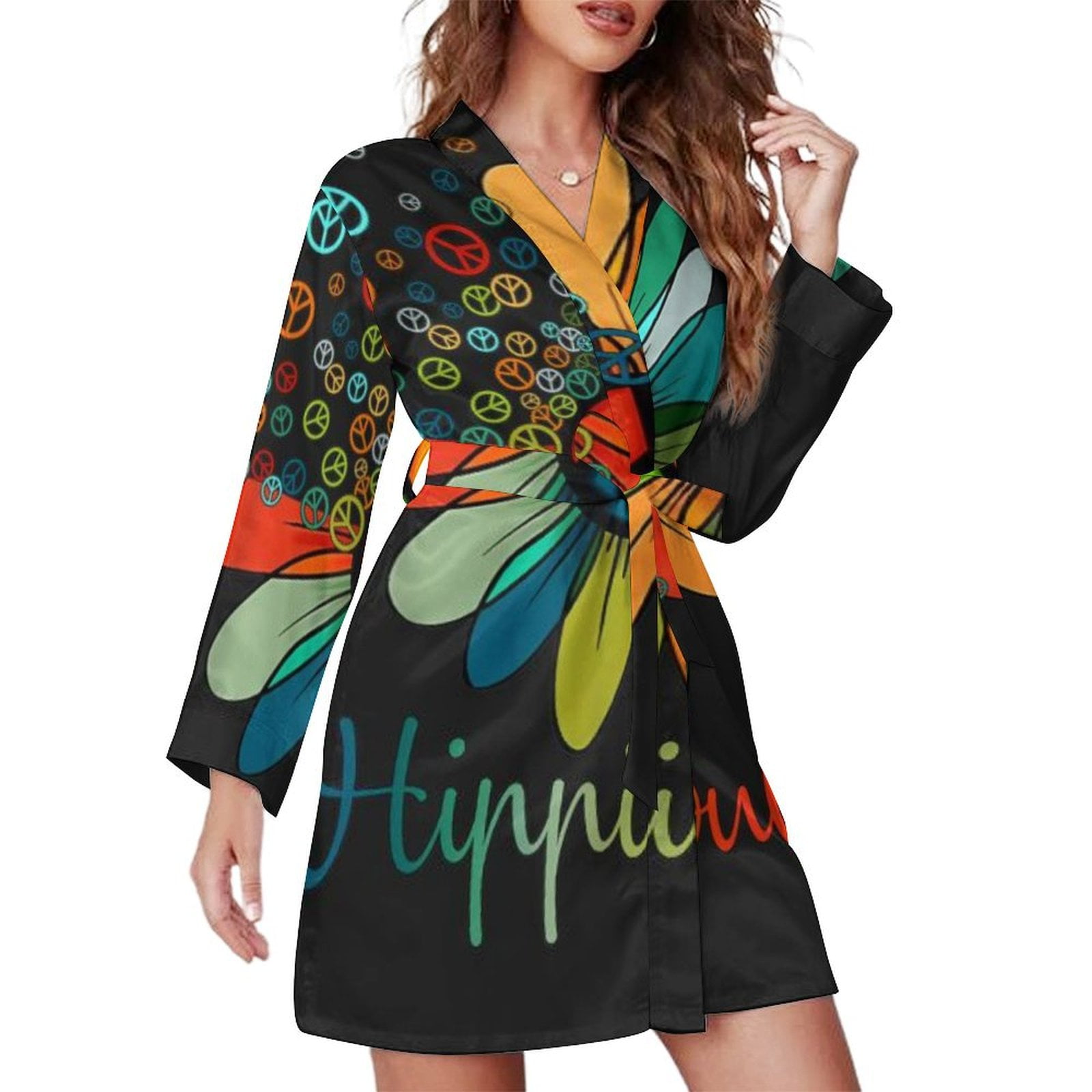 Stream Music Listen to Songs Night Robe Long Sleeve V Neck Robe With ...
