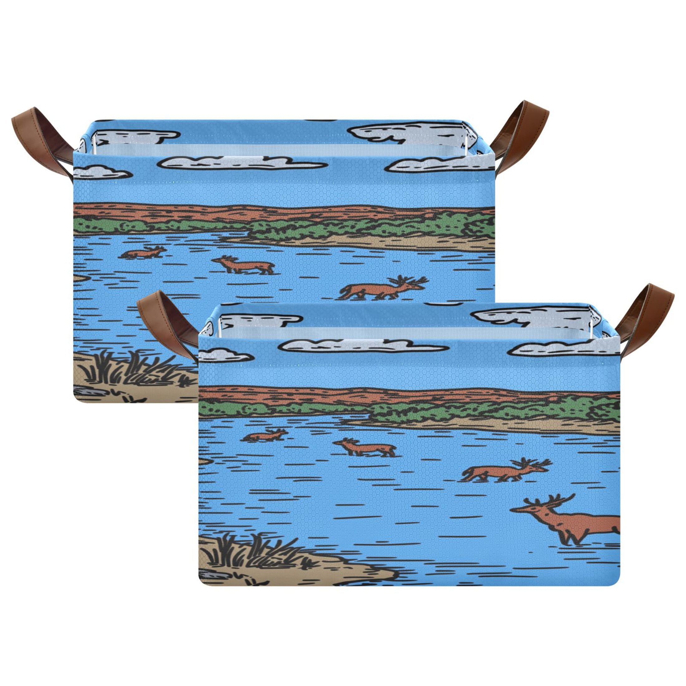 Stream and Deer16.9x11.4x10in Foldable Open Home Storage Bins Durable ...