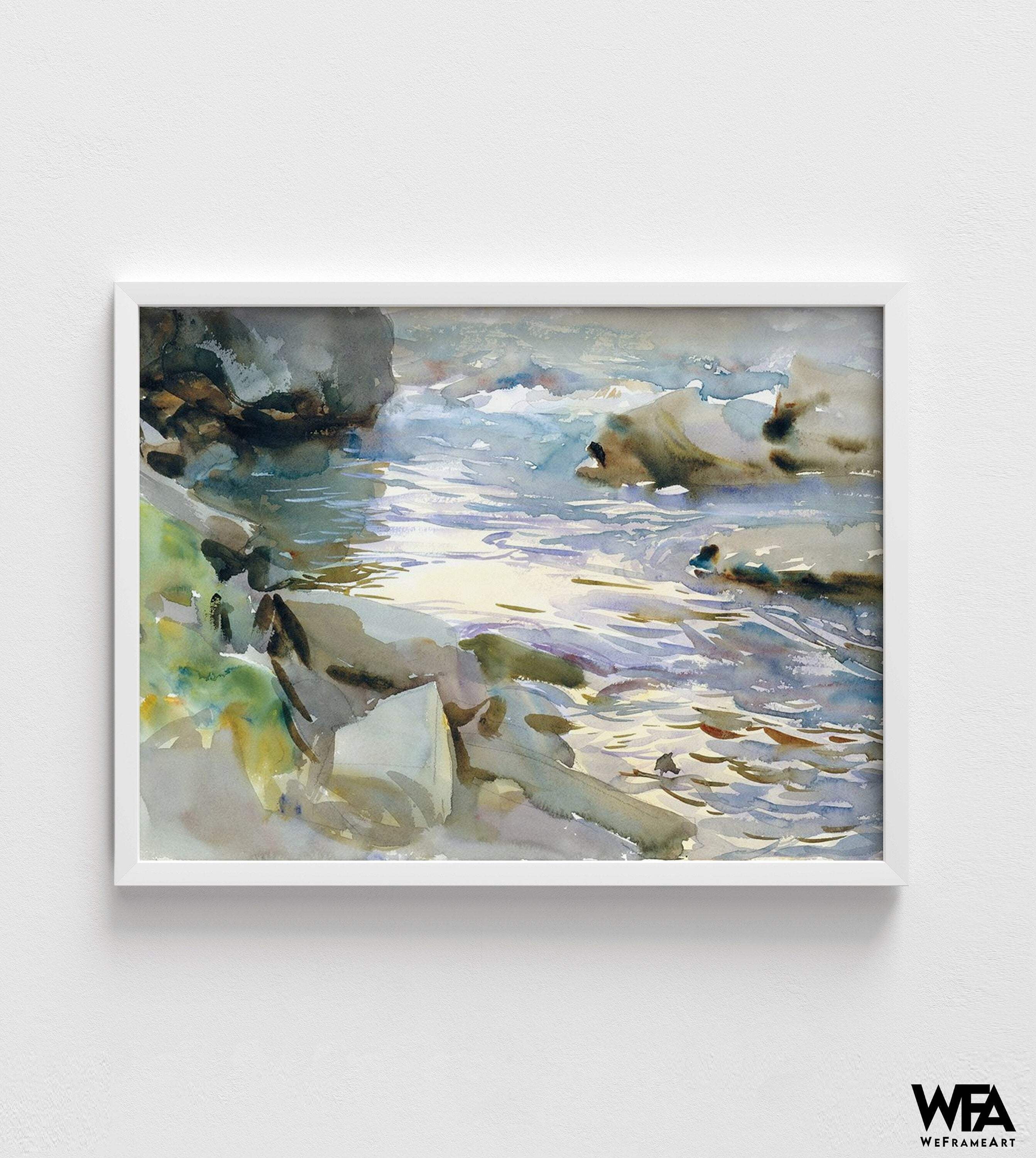 Stream and Rocks by John Singer Sargent, Framed Watercolor Painting ...