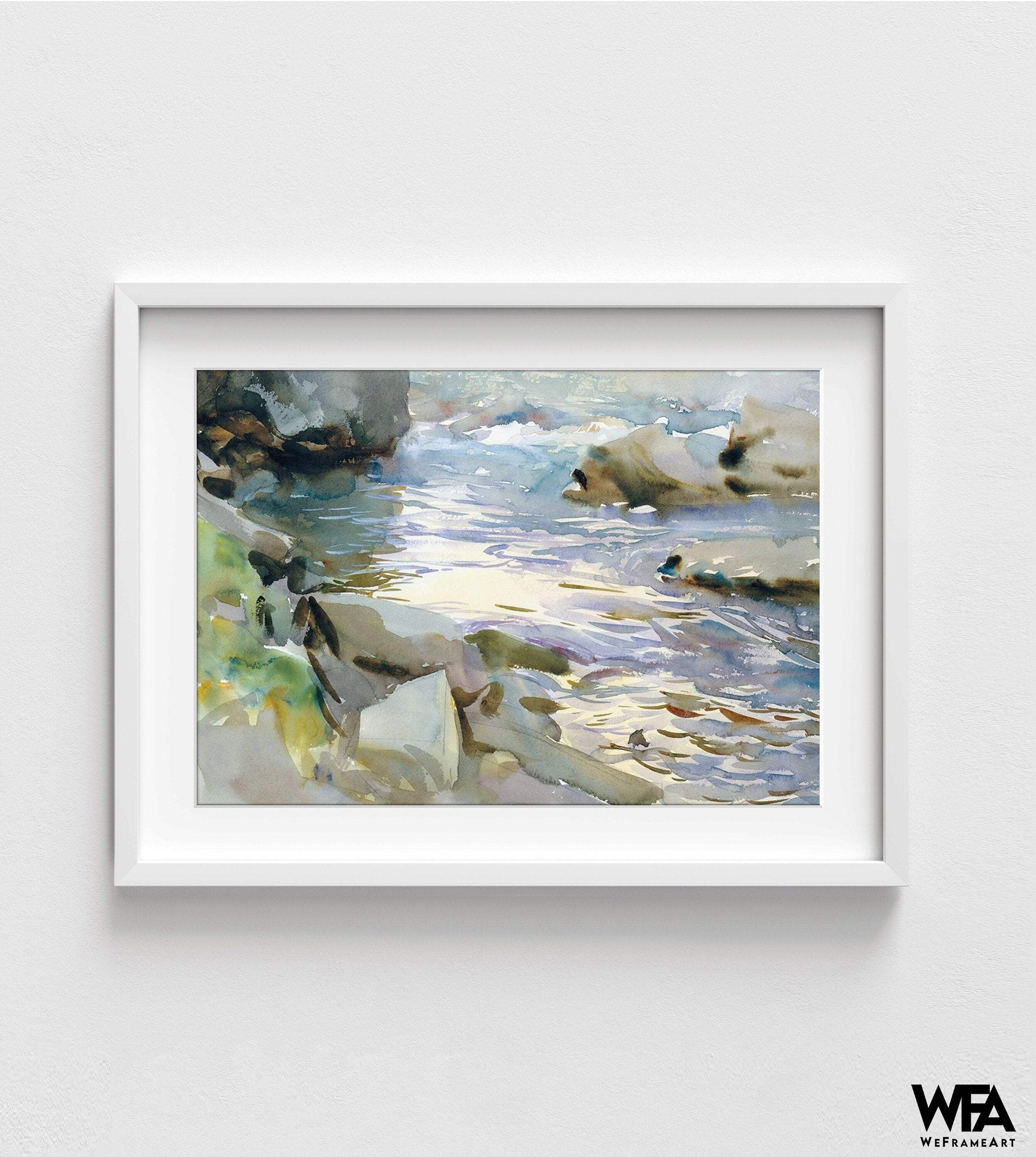Stream and Rocks by John Singer Sargent, Framed Watercolor Painting ...