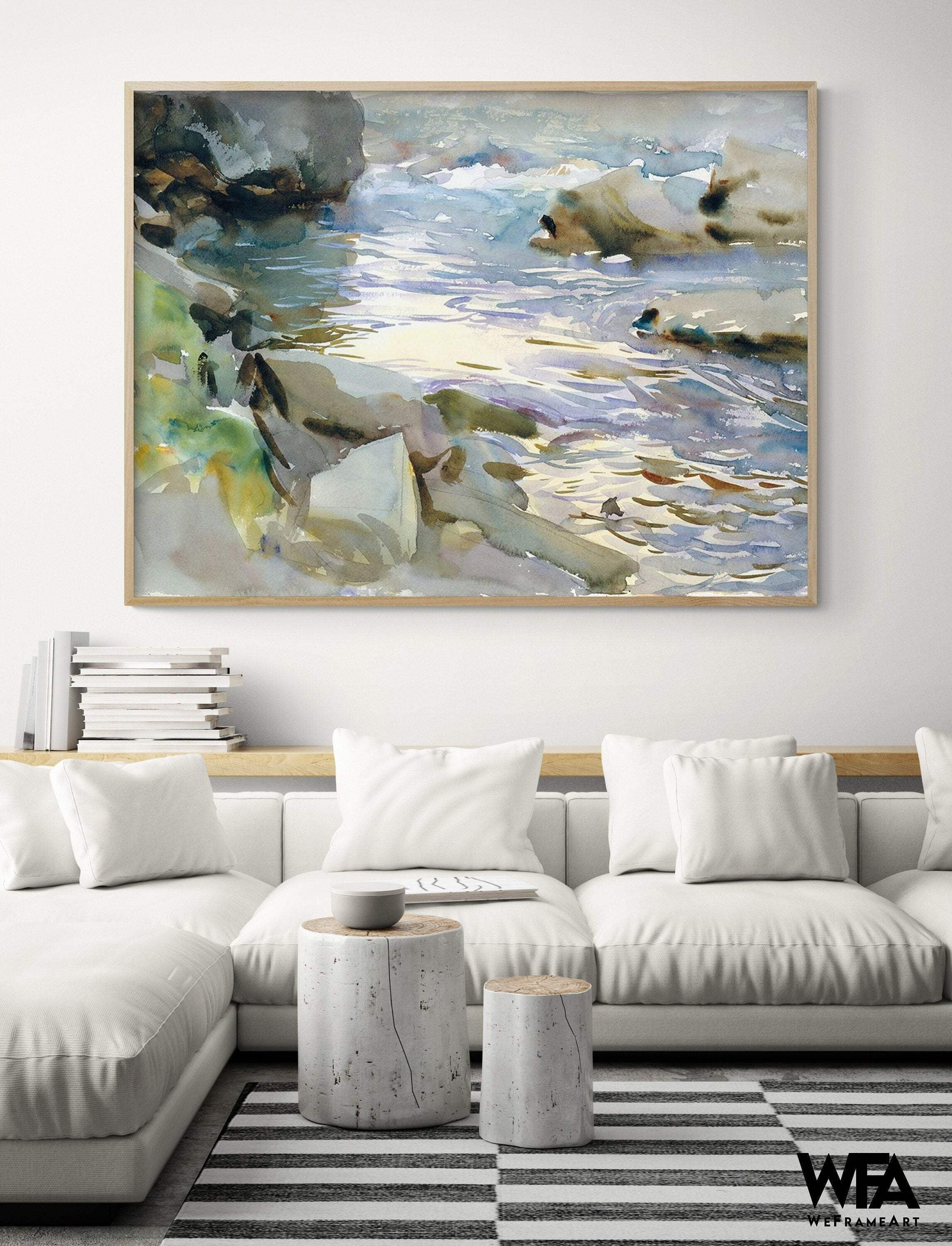 Stream and Rocks by John Singer Sargent, Framed Watercolor Painting ...
