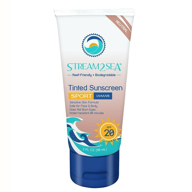 Stream2Sea All Natural Tinted Sunscreen for Face and Body with SPF 20 ...