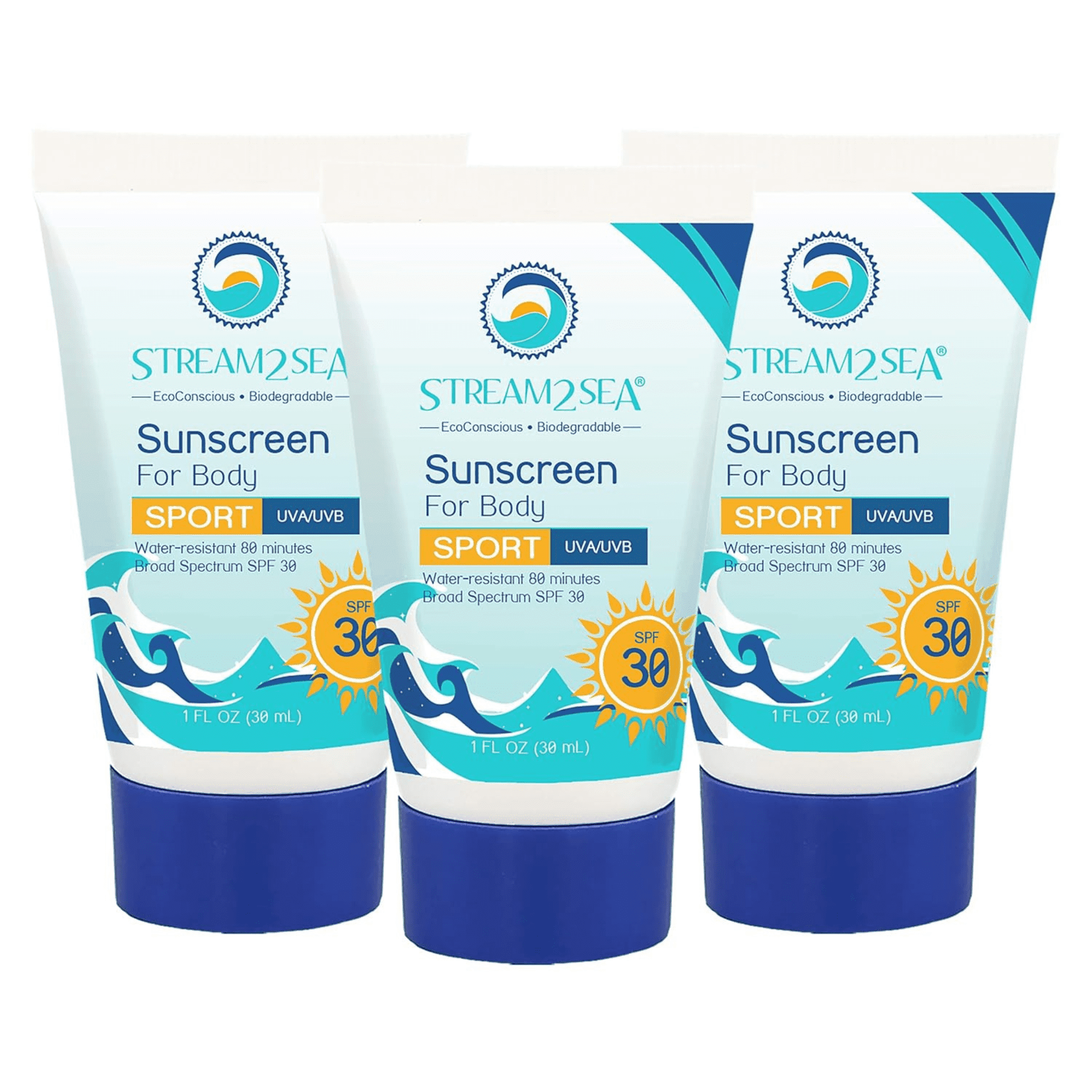 Stream2Sea Reef Safe Mineral Sunscreen with SPF 30, 1 fl oz - Pack of 3 ...
