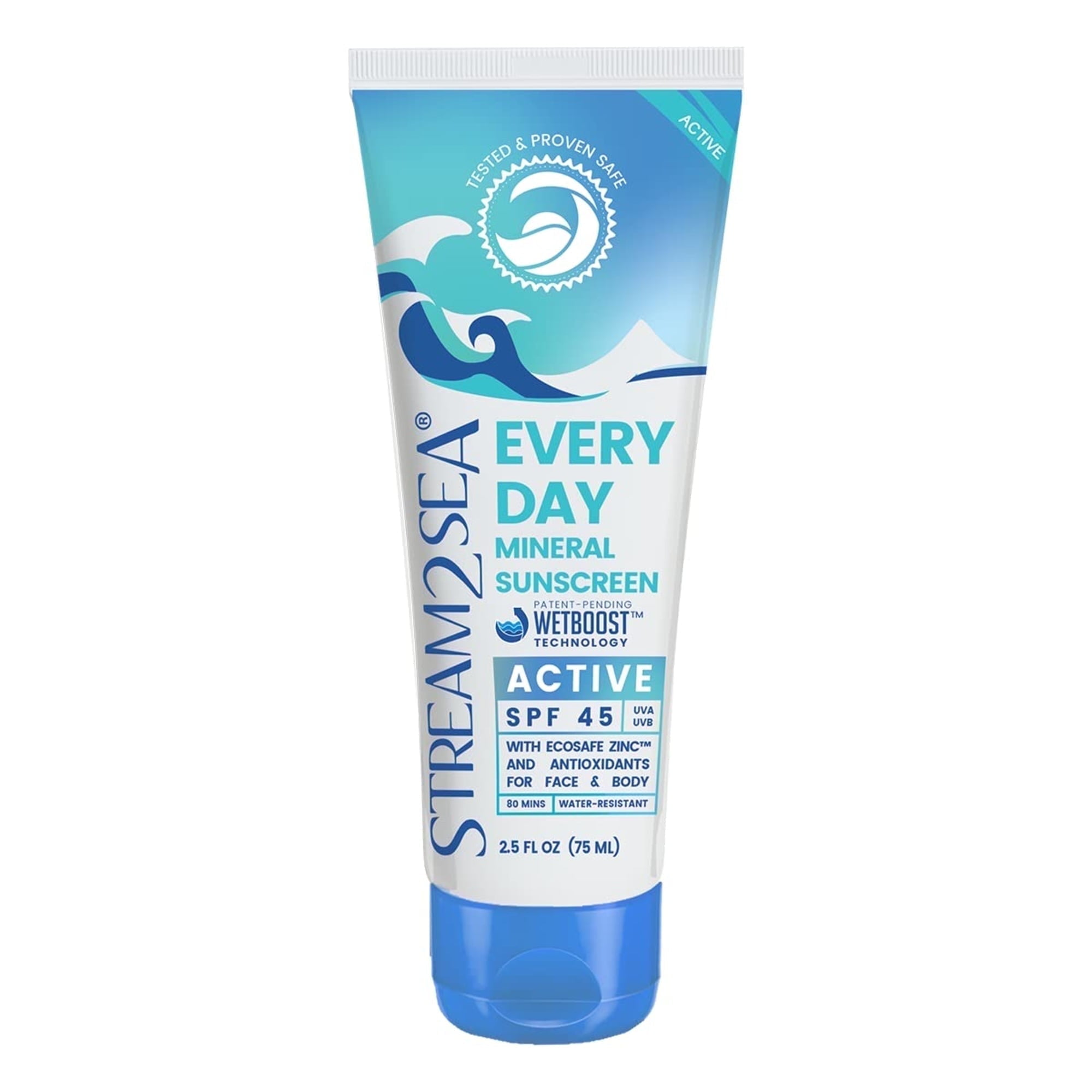 Stream2Sea Coral Friendly Active Mineral Sunscreen, SPF 45, UVA/UVB ...