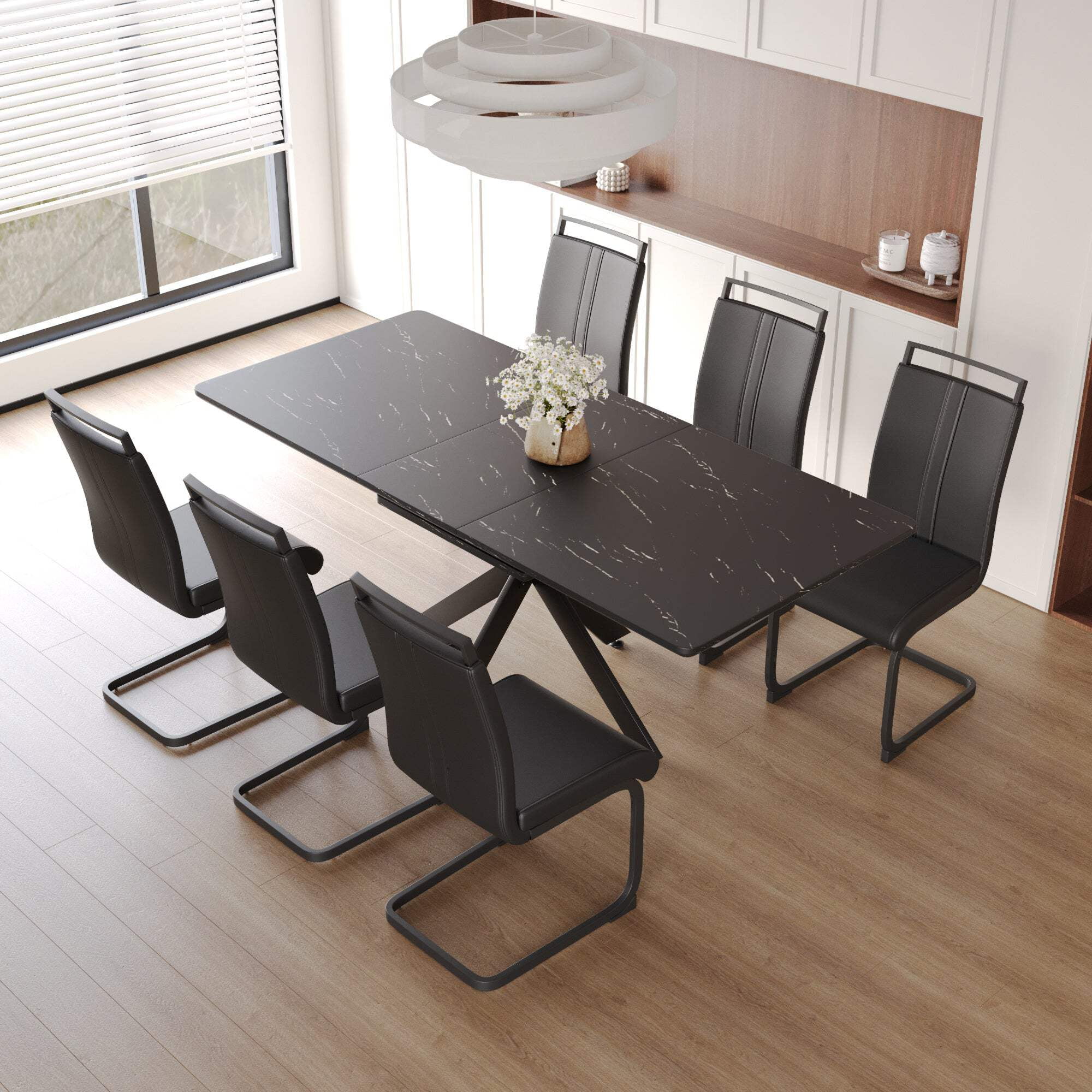 Streamdale Expandable Dining Set: 8-Person Table, C-Shape Chairs (Metal ...