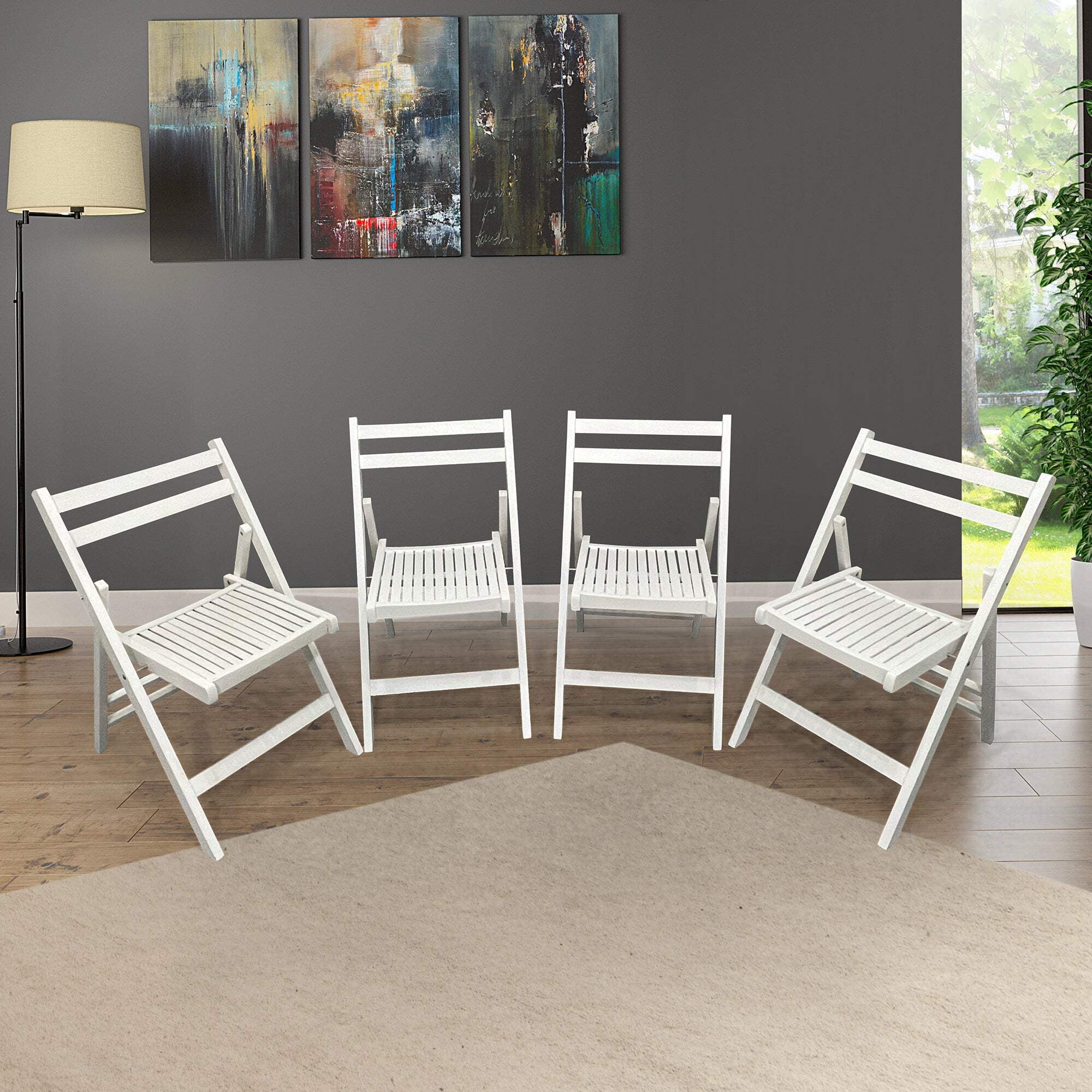 Streamdale Furniture Slatted Wood Folding Special Event Chair, Set Of 4 ...
