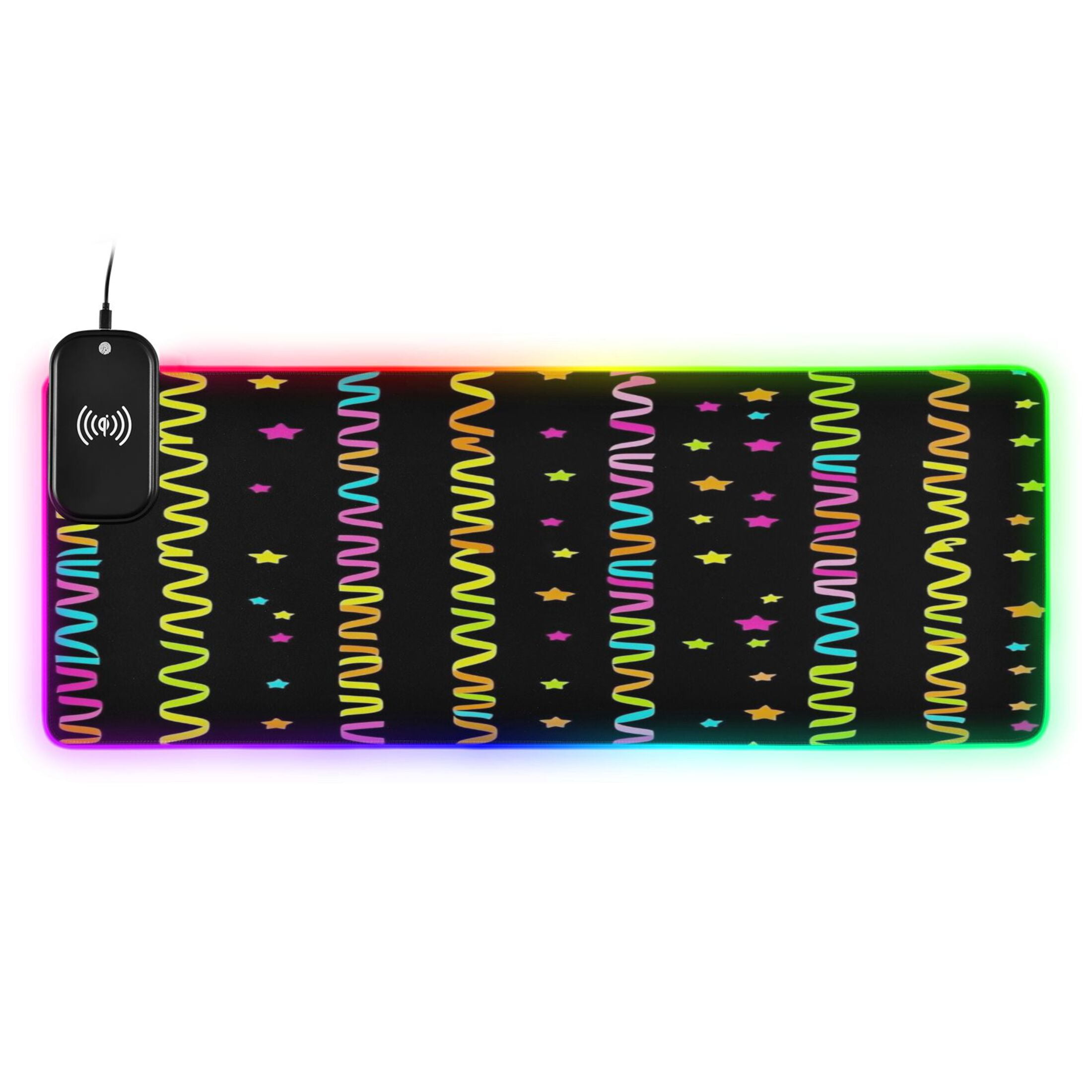Streamers and Stars Pattern Large RGB Gaming Mouse Pad with Fast ...