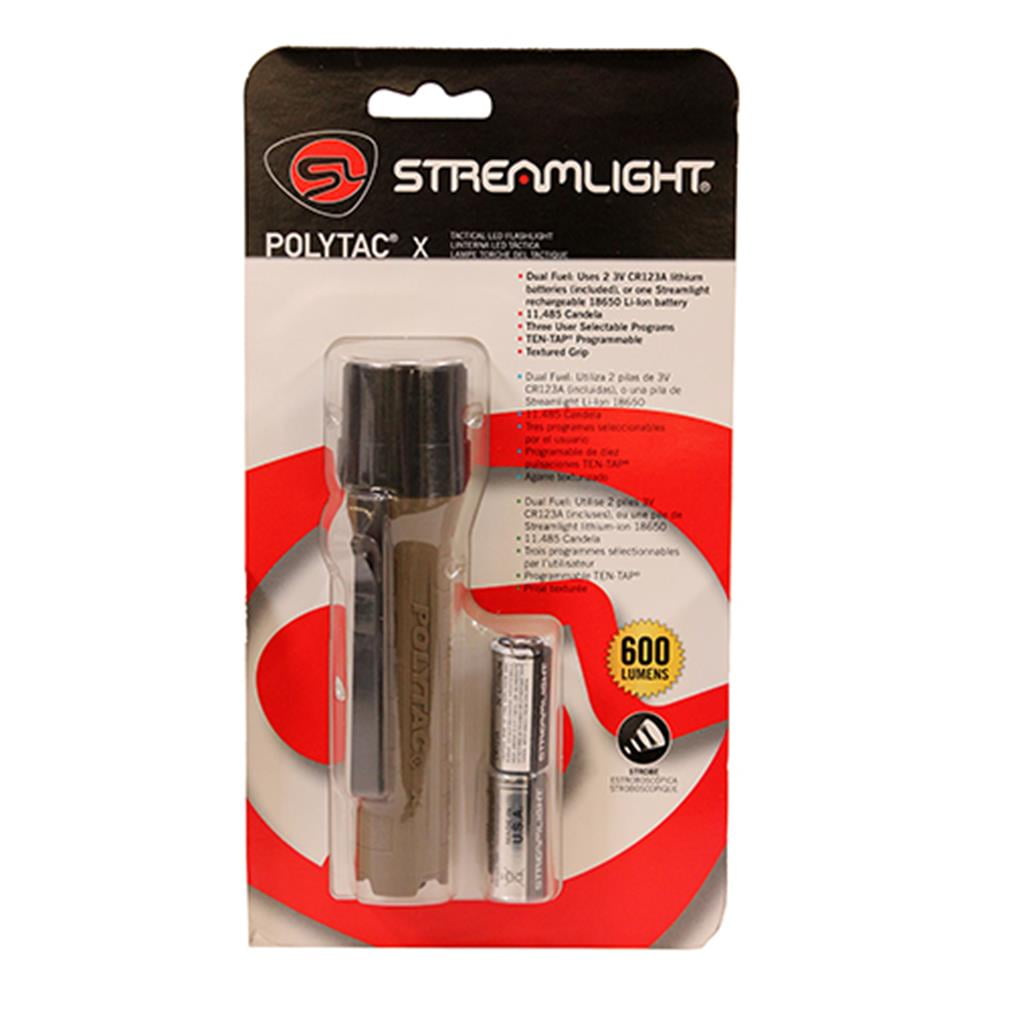 Streamlight Polytac X 600 Lumen LED Handheld Flashlight, Coyote Tan ...