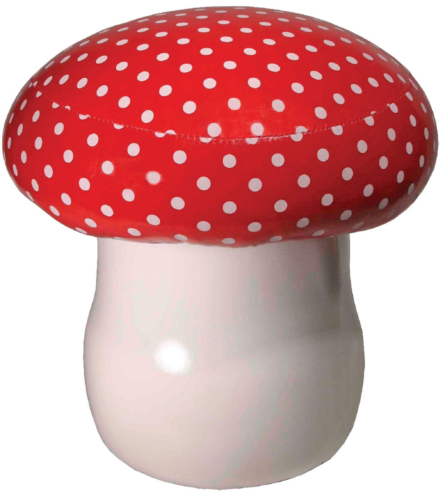 Streamline Small Round Wooden Room Accent Stool with Red Polka Dot ...