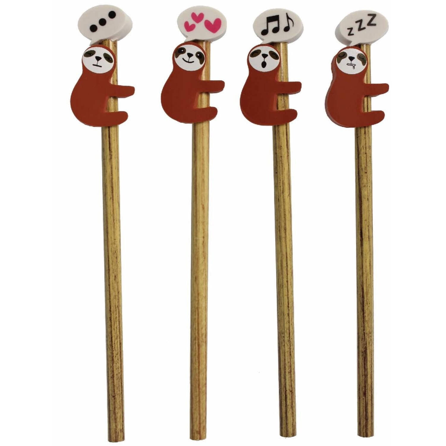 Streamline Imagined Sloth Eraser Pencil, 4 Pack - Walmart.com