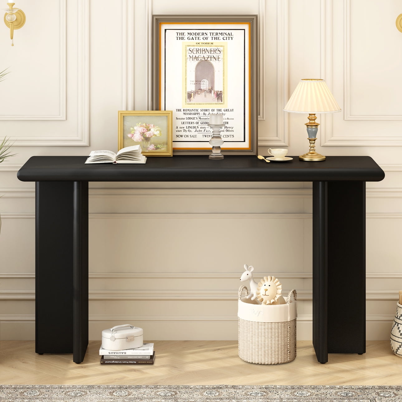 Streamlined Design Console Table, Entryway Table with L-Shaped Legs ...