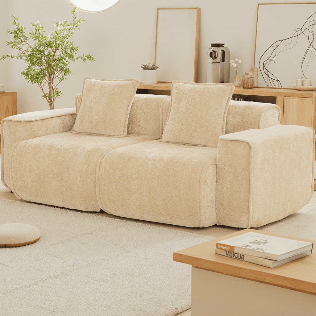 Streamlined Design Deep Seat Modular 2-Seater Boneless Loveseat with ...