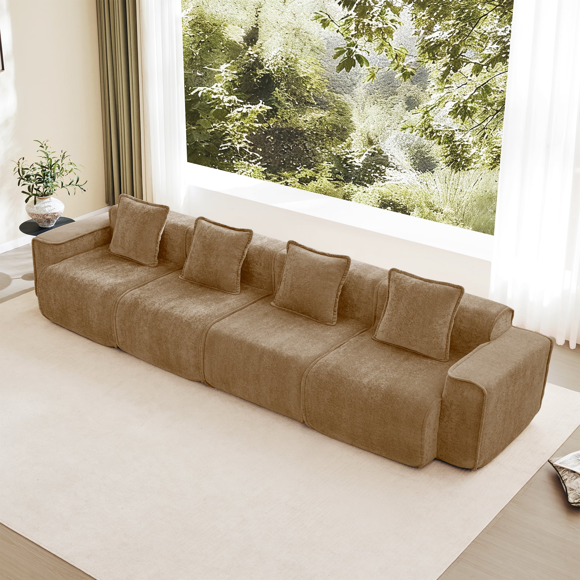Streamlined Design Deep Seat Modular 4 Seat Boneless Sofa with French ...
