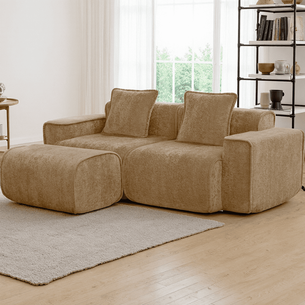 Streamlined Design Modular 2-Seater L-Shape Sectional Boneless Sofa ...