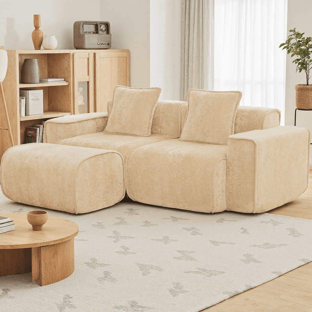 Streamlined Design Modular 2-Seater L-Shape Sectional Boneless Sofa ...