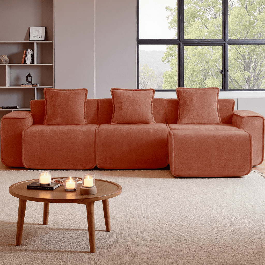 Streamlined Design Modular 3-Seater L-Shape Sectional Boneless Sofa ...