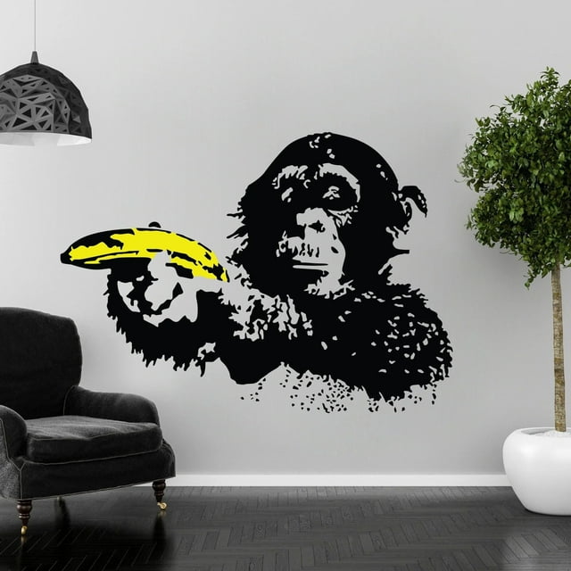Street Art Chimp Wall Decal - Vibrant Monkey Mural - Walmart.com