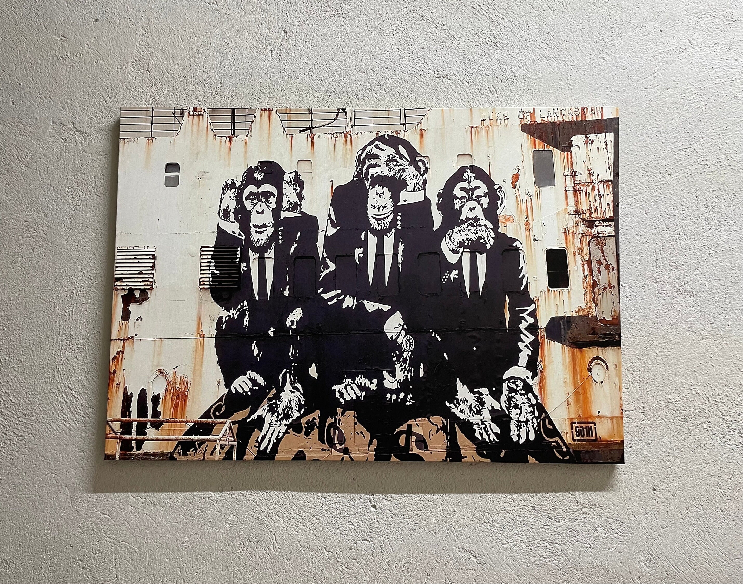 Street Artwork, Three Wise Monkey Artwork, Banksy Monkey Wall Art ...