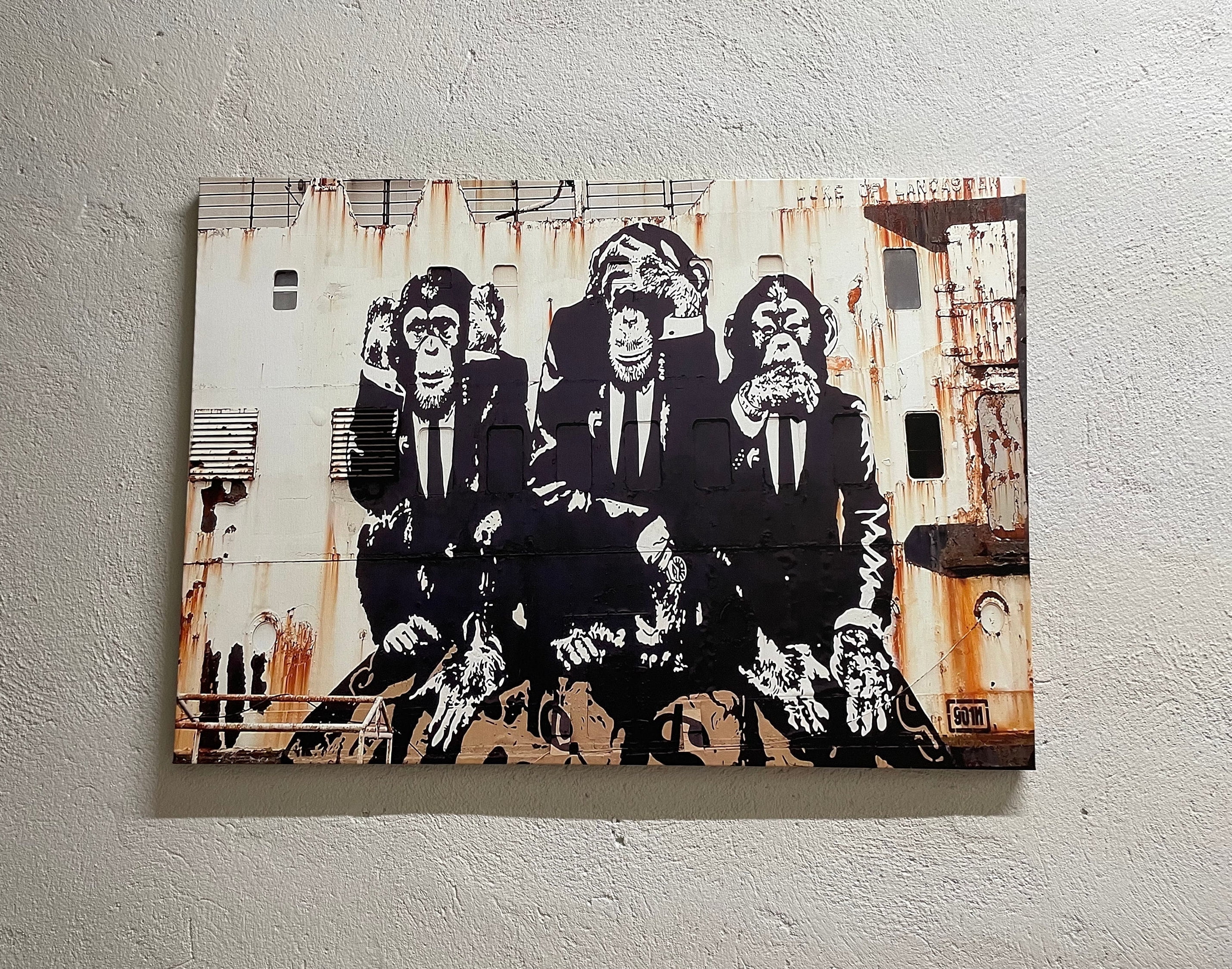 Street Artwork, Three Wise Monkey Artwork, Banksy Monkey Wall Art, Banksy Three Wise Monkeys ...
