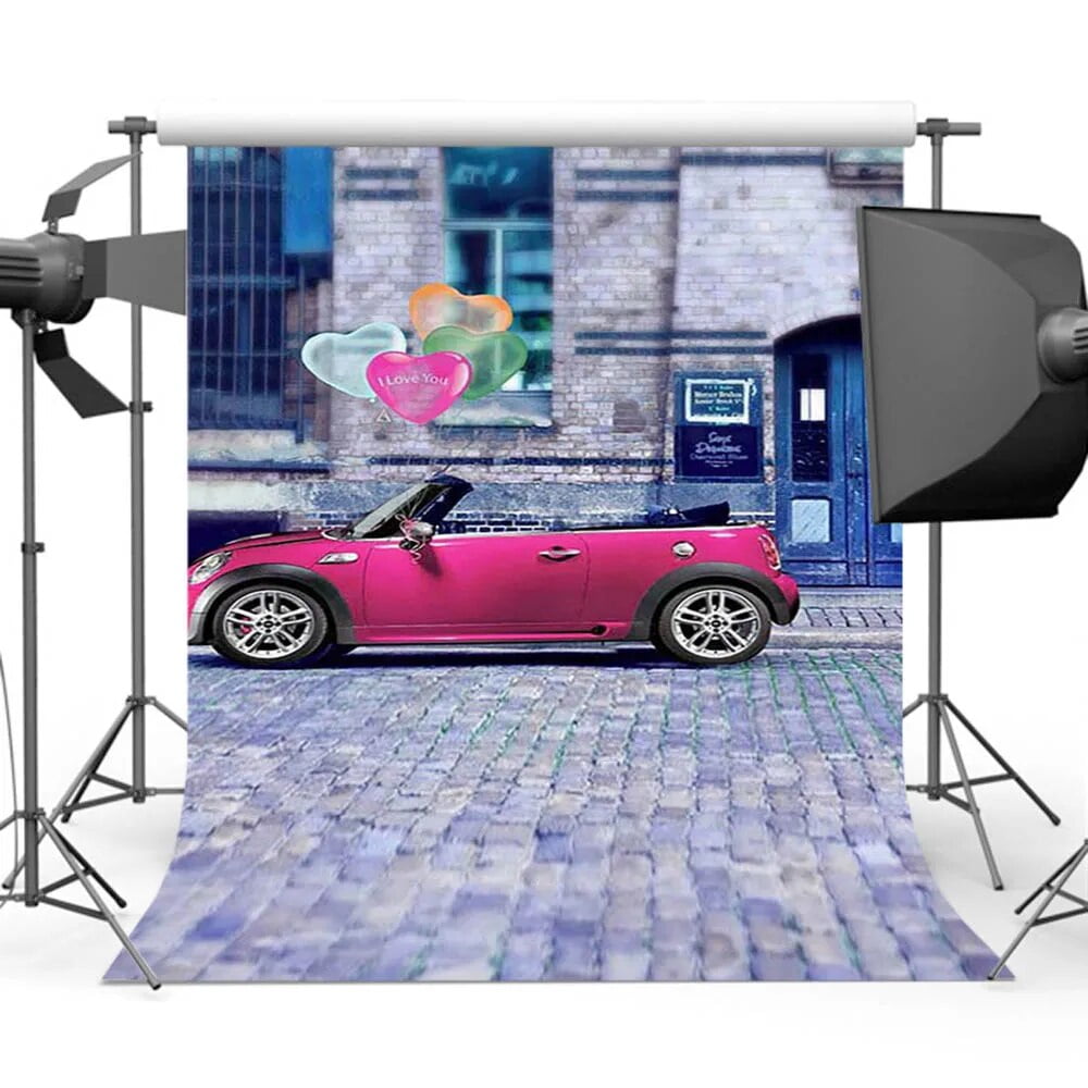 Street Background for Photography Pink Car Backdrop for Children Baby ...