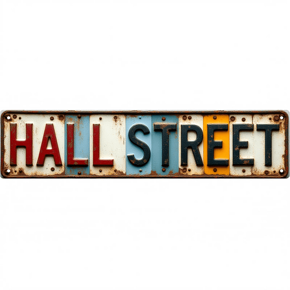 Street Decor 16*4 Inches "HALL STREET" Kitchen Living Room Garage ...