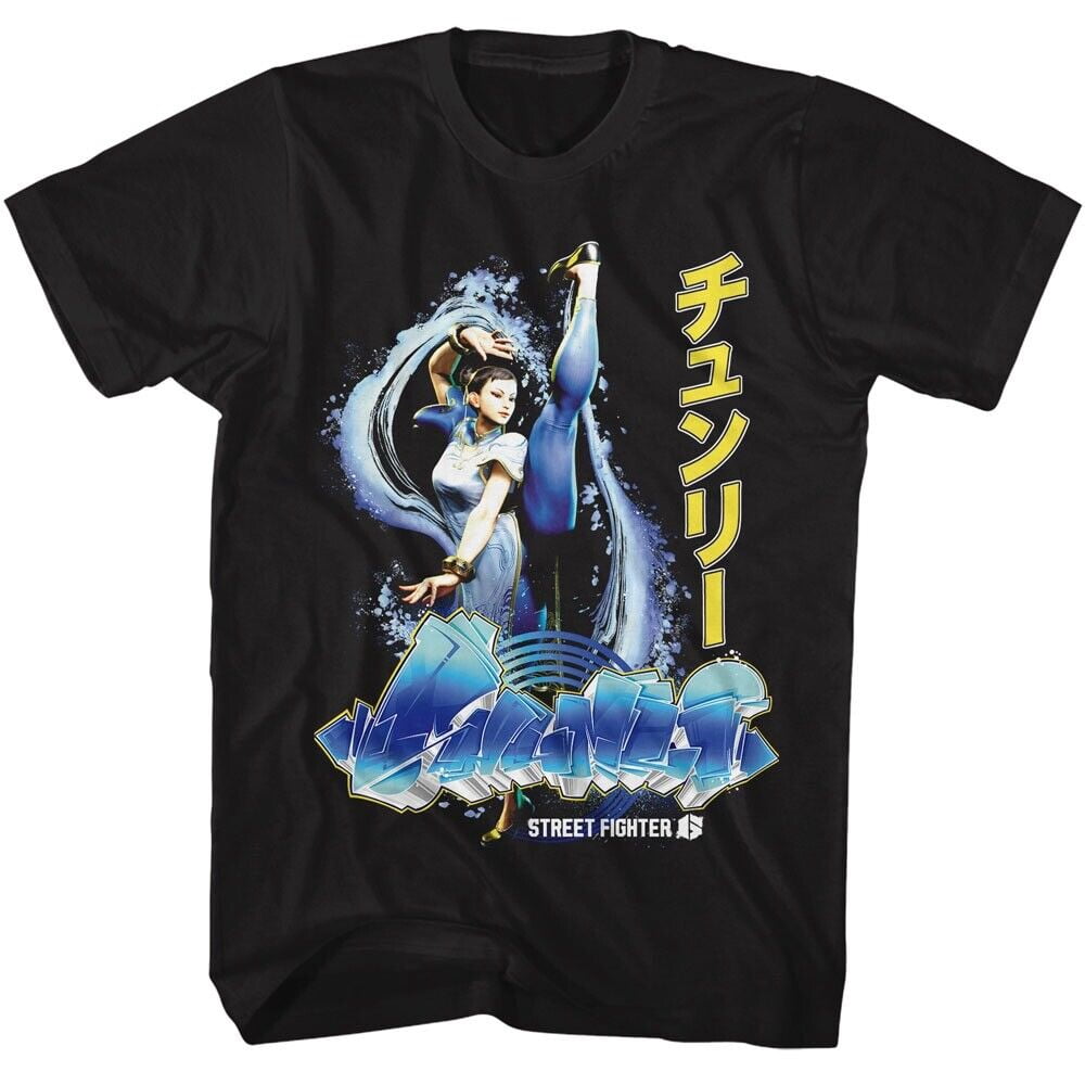 Street Fighter 6 Mens T-Shirt CHUN LI GRAFFITI CapCom Black Cotton SM ...