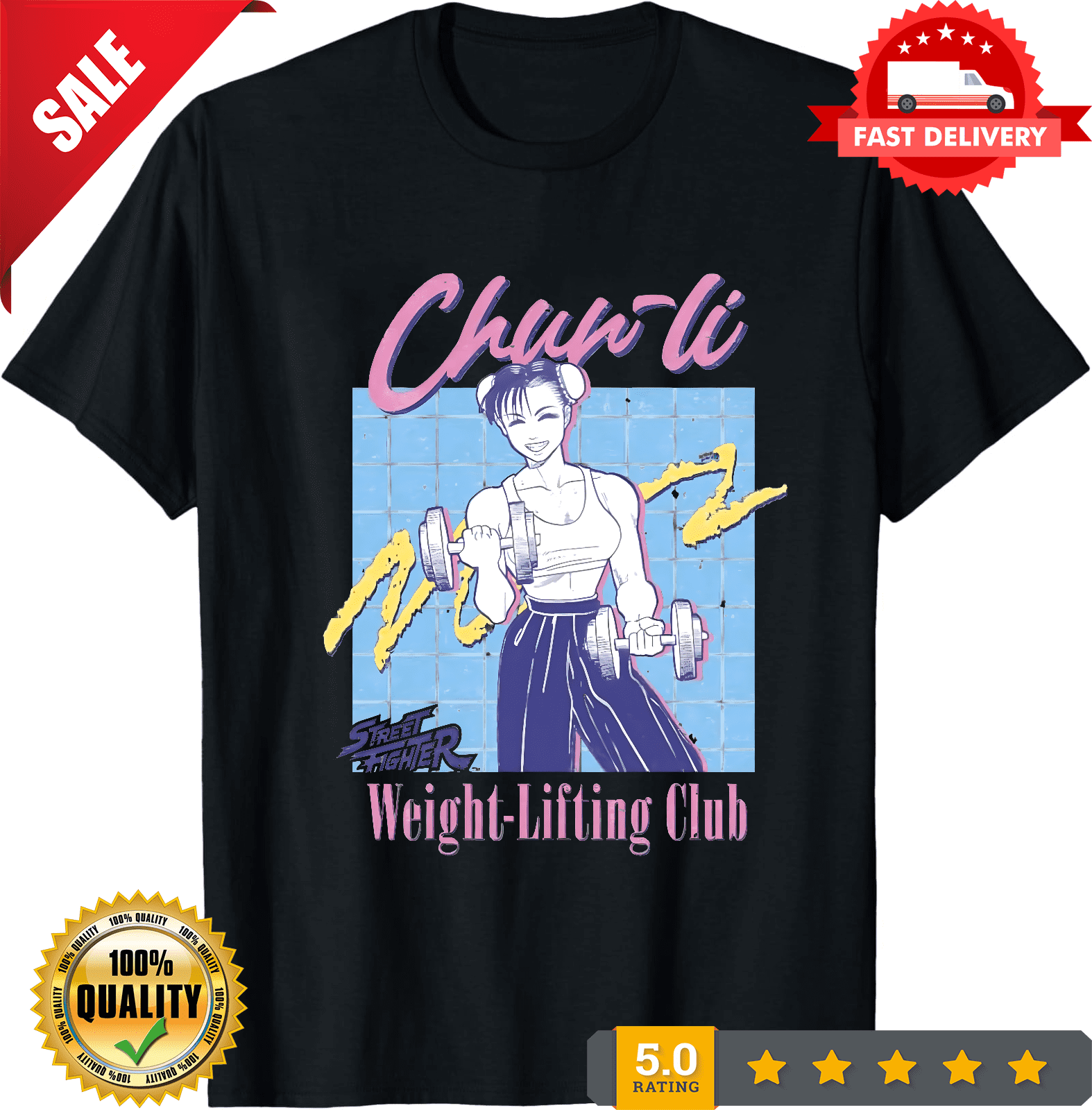 Street Fighter Chun-Li Weight-Lifting Club Men's T Shirt, LIMITED ...
