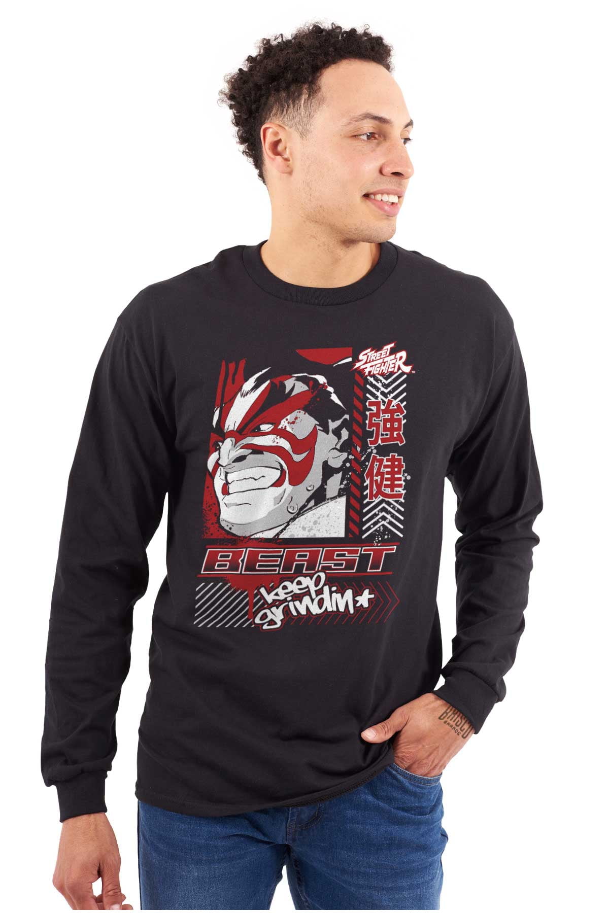 Street Fighter E Honda Beast Grindin Men's Long Sleeve Tee T Shirt ...