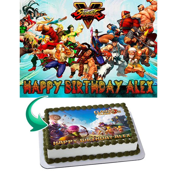 Street Fighter Edible Cake Image Topper Personalized Birthday Party 1/4 ...