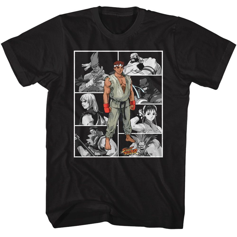 Street Fighter Fighters In Boxes Black Gaming Shirt - Walmart.com