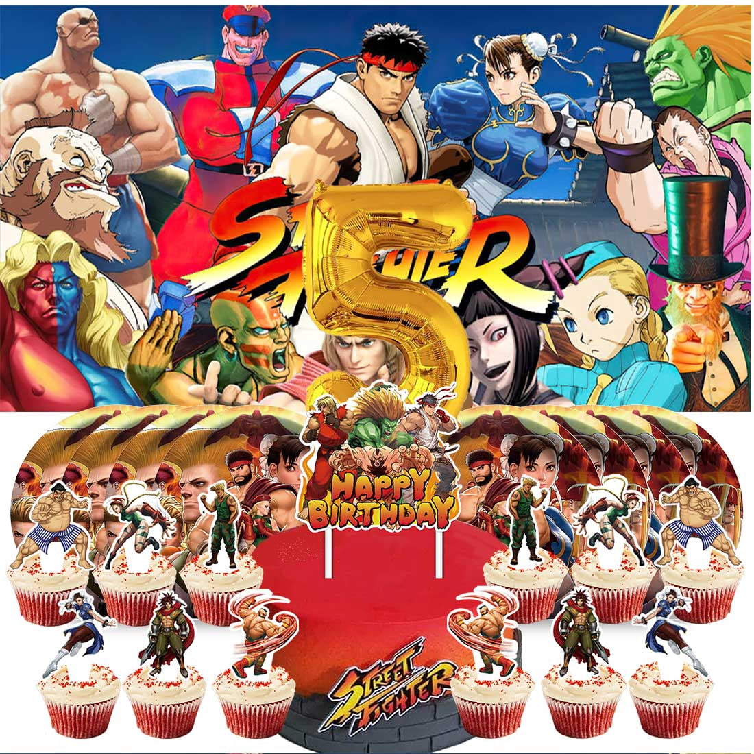 Street Fighter Game Balloons Party Supplies 5th Decor Tableware ...