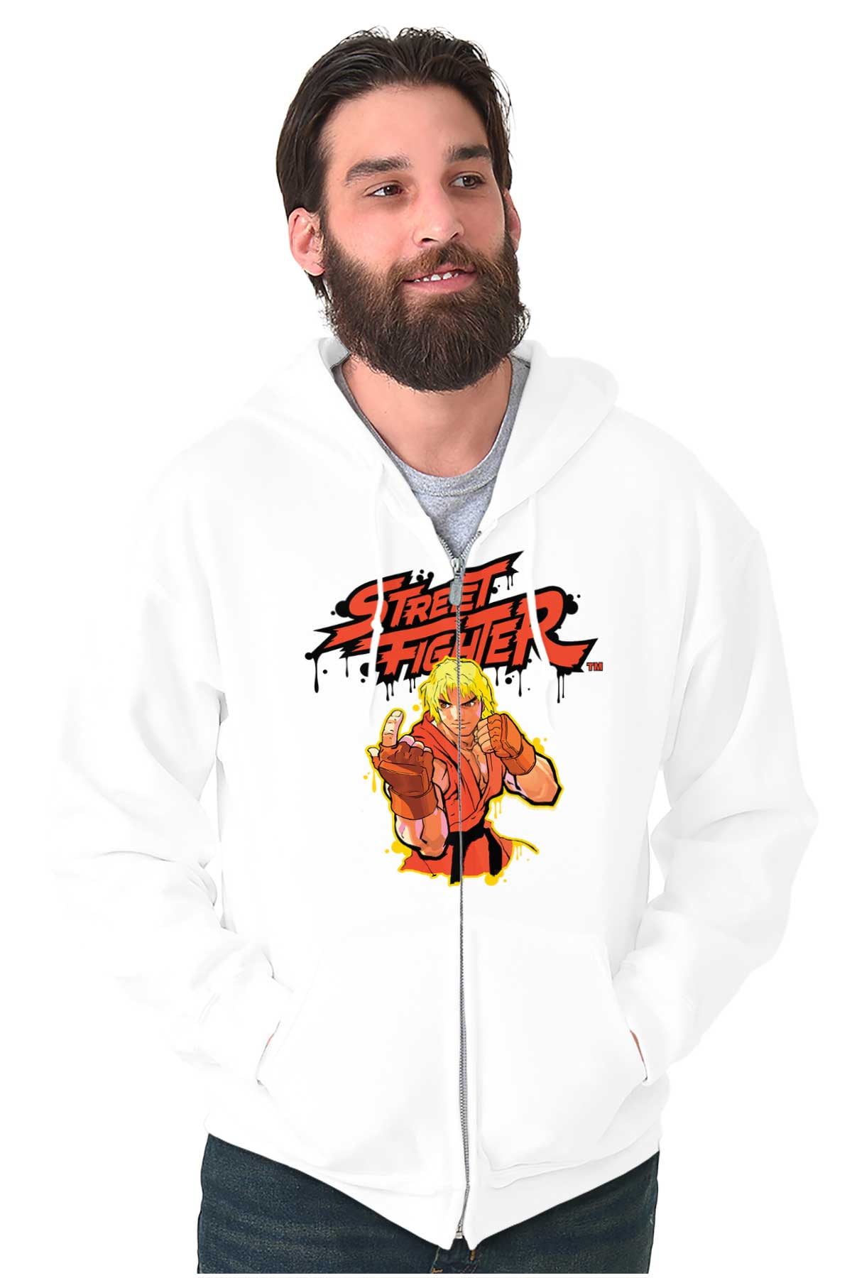 Street Fighter Game Character Ken Zip Up Hoodie Men's Women's Brisco ...