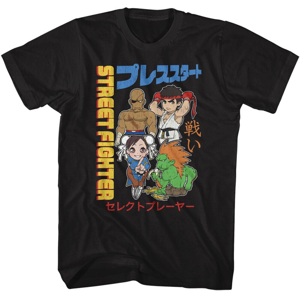 Street Fighter Japanese Character Collage Black T-shirt - Walmart.com