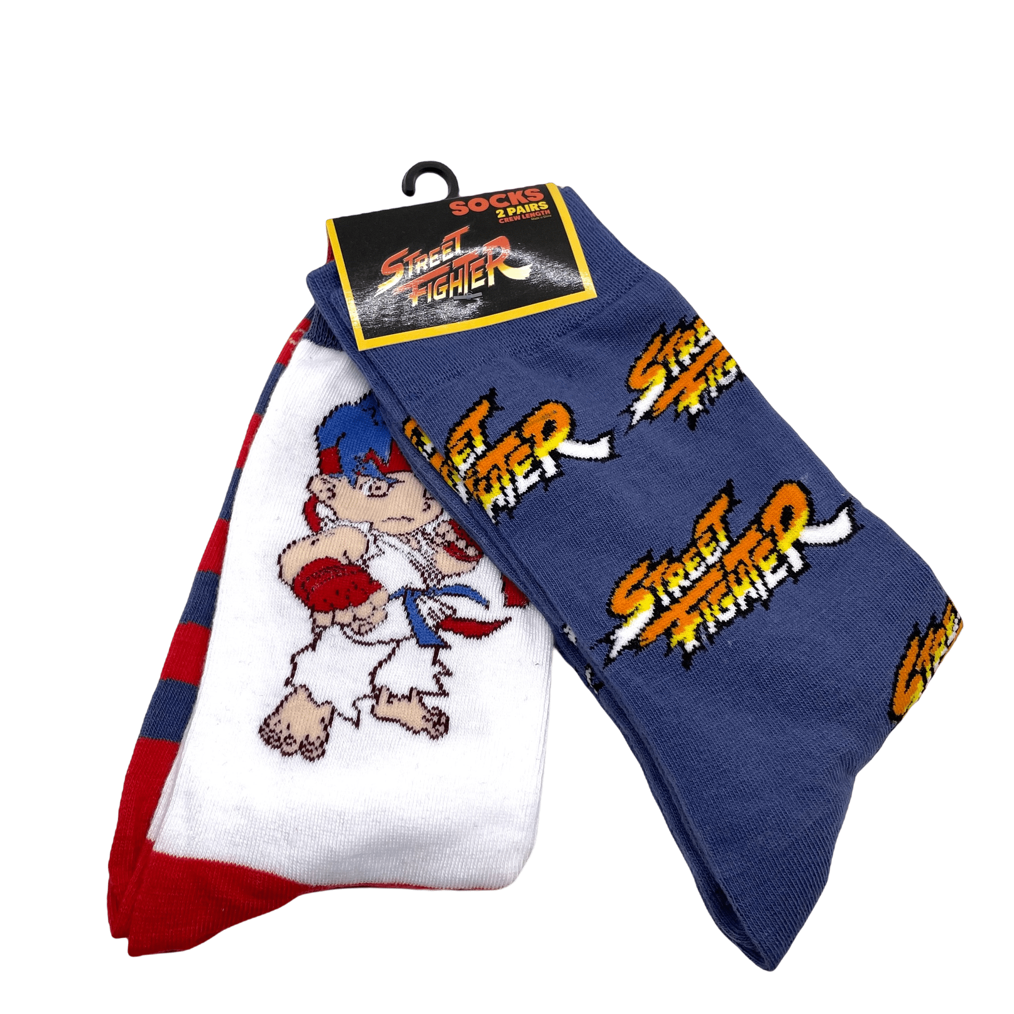 Street Fighter Mens Blue White Novelty Fun Character Crew Socks 2 pack ...