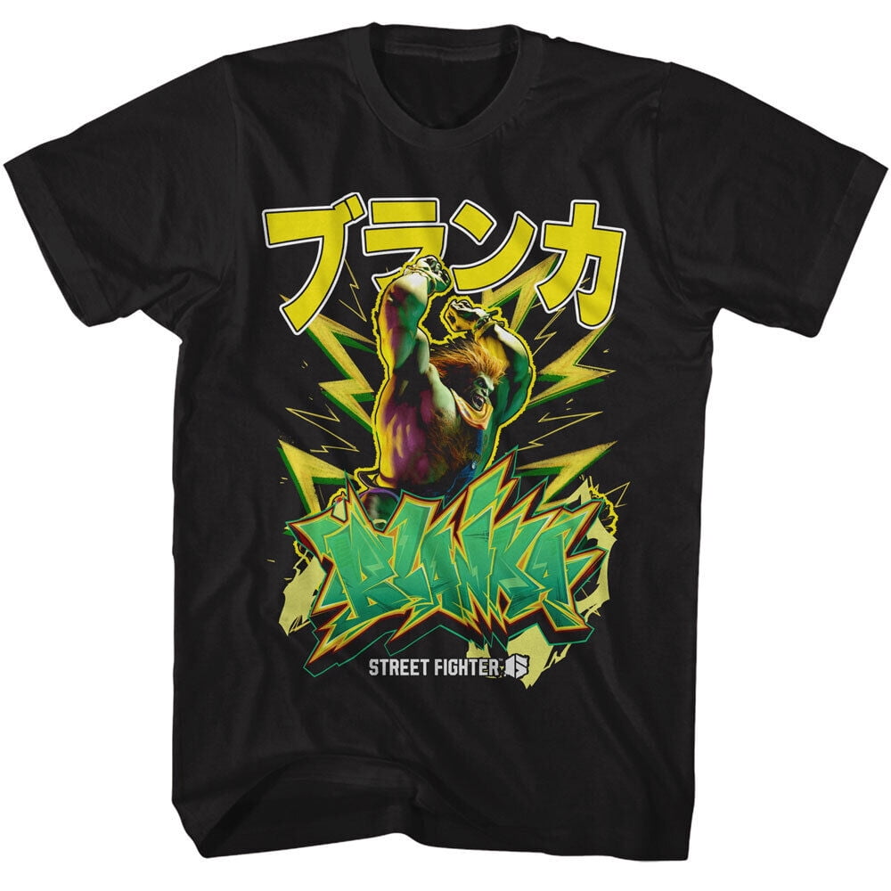 Street Fighter Mens T-Shirt CAPCOM Blanka Graffiti Black Cotton SM ...