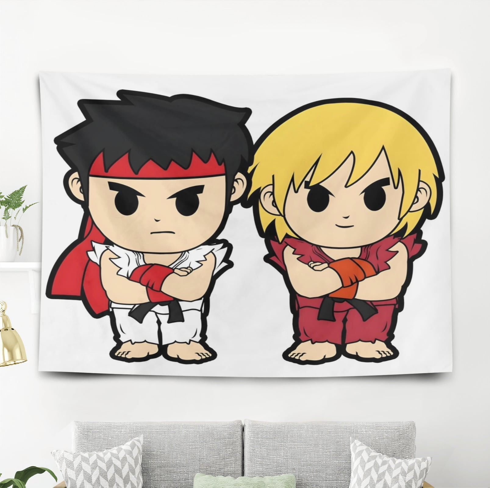 Street Fighter Pattern Wall Hanging 50*60 Inches High-Quality Peach ...