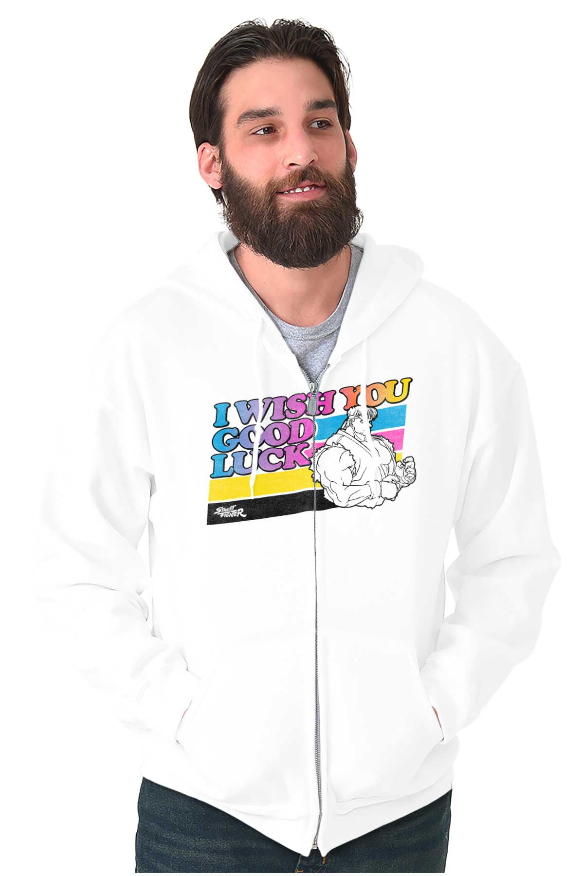 Street Fighter Ryu Wish You Good Luck Unisex Fleece Graphic Zip Up ...