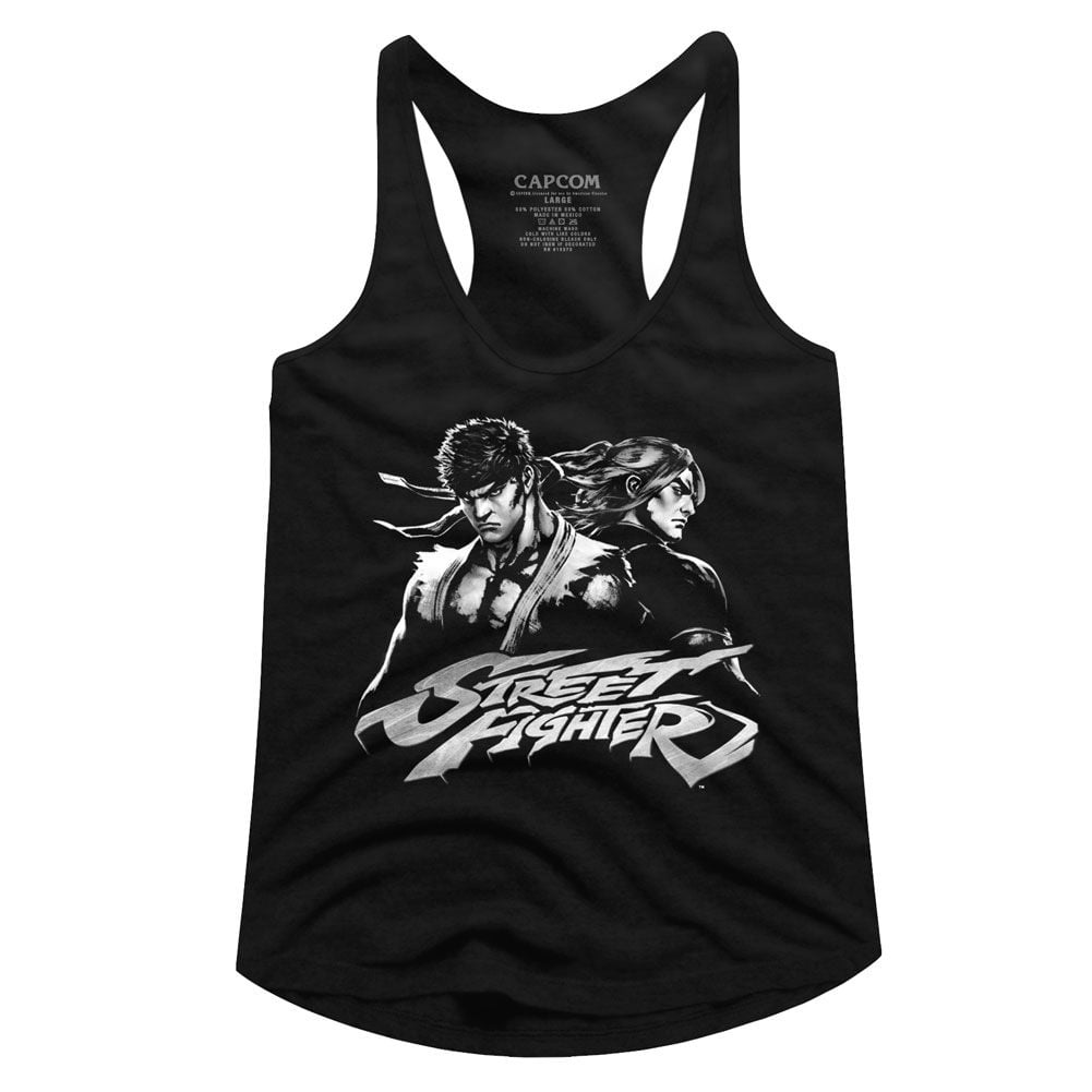 Street Fighter Two Dudes Black Women's Slim Fit Racerback Tank Top M ...