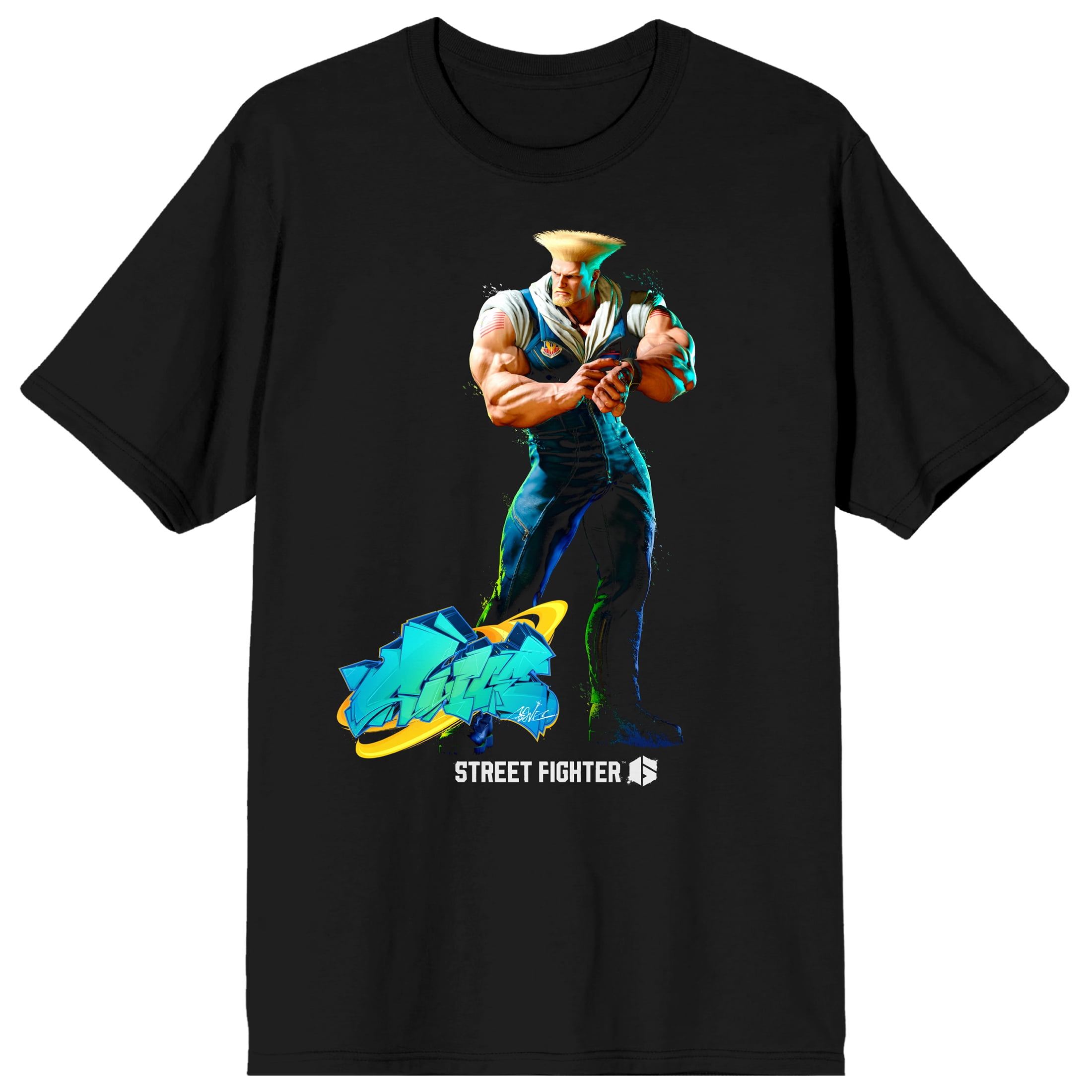 Street Fighter VI Guile Character with Graffiti Name Men's Black Short ...