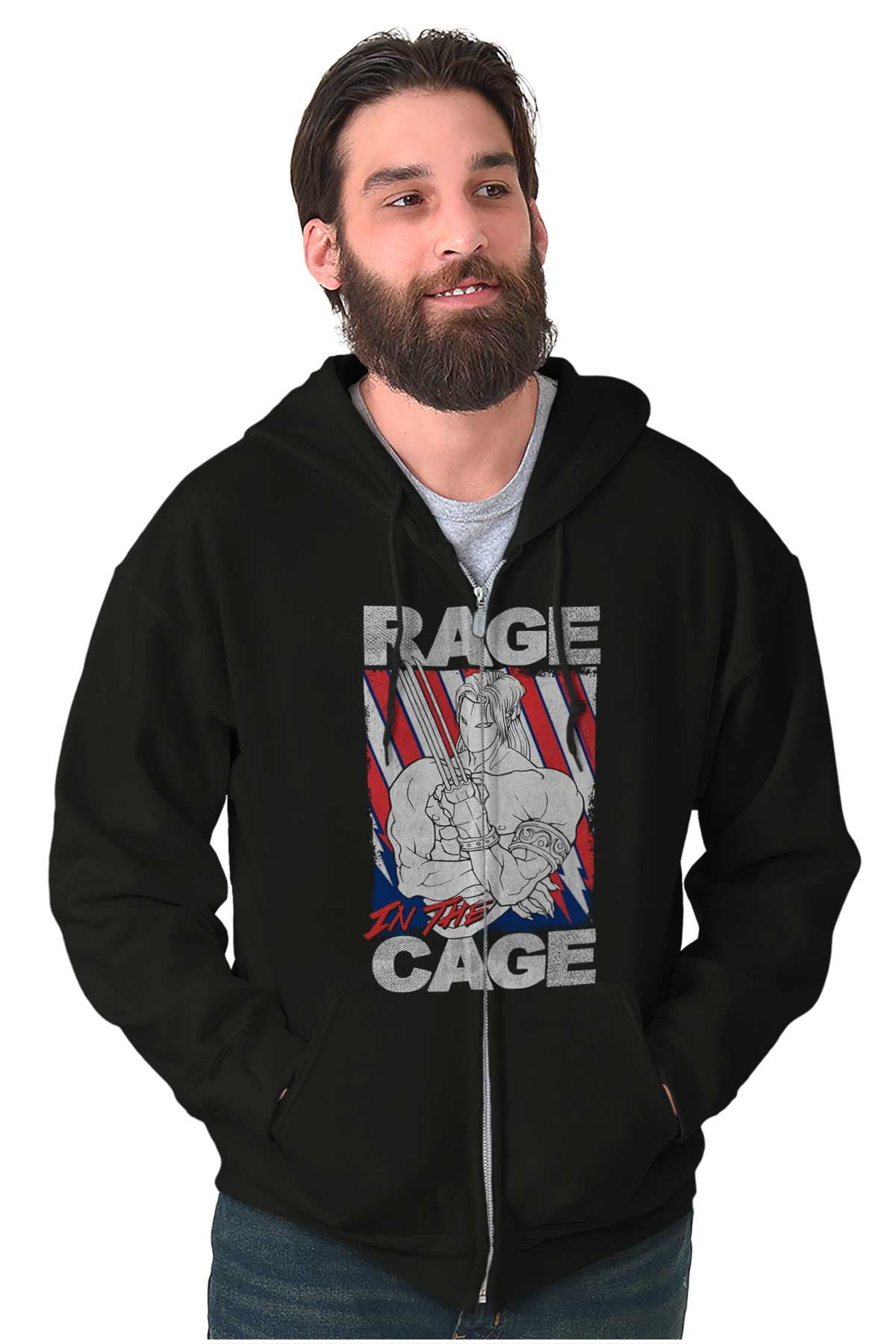 Street Fighter Vega Rage Cage USA Men Big & Tall Zip Hoodie Brisco ...