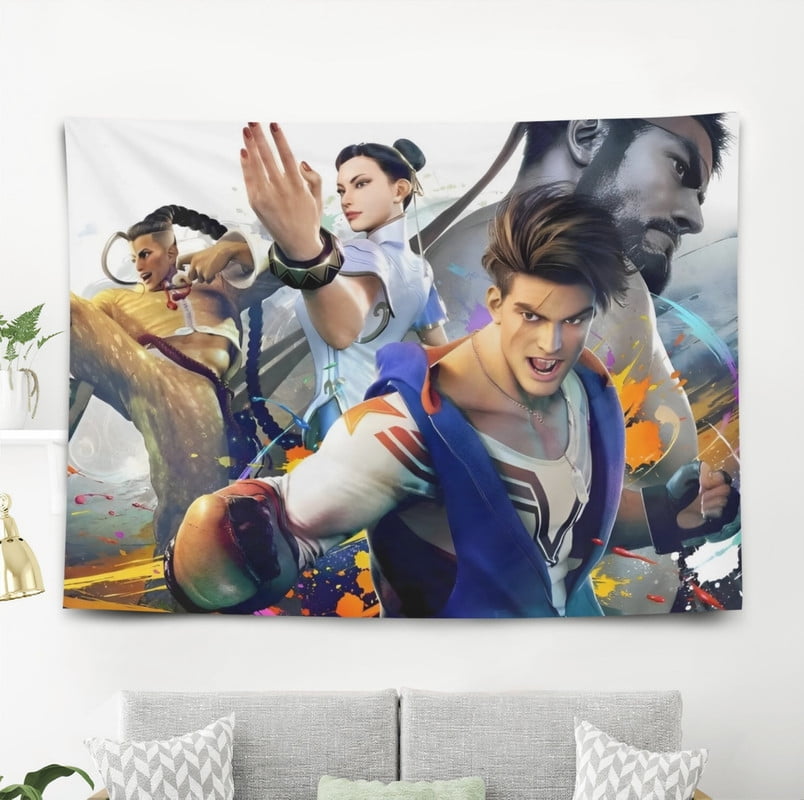 Street Fighter pattern wall hanging 50*60 inches high-quality peach ...